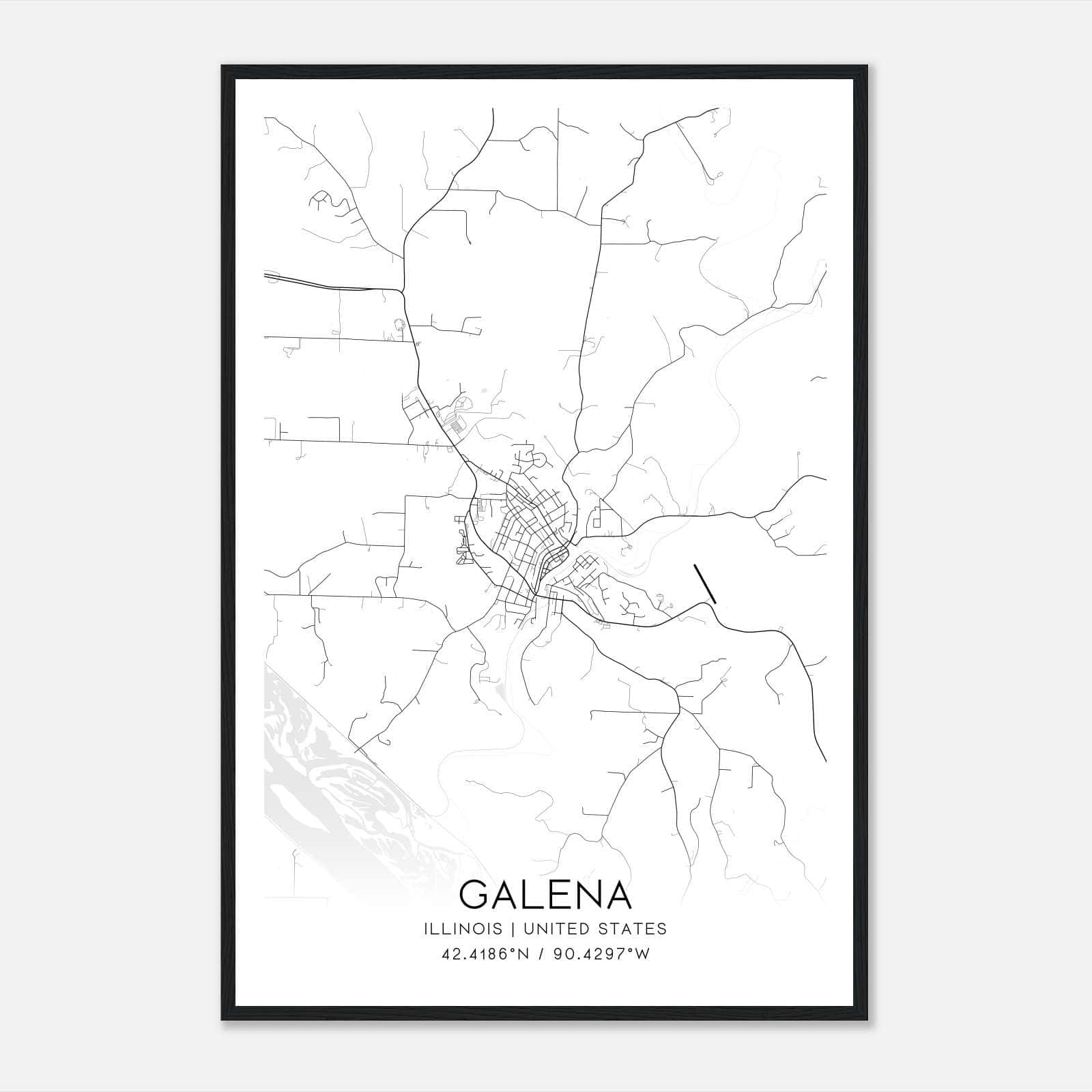 Galena Illinois Map Poster, Modern Home Decor Wall Art Print - Custom ...