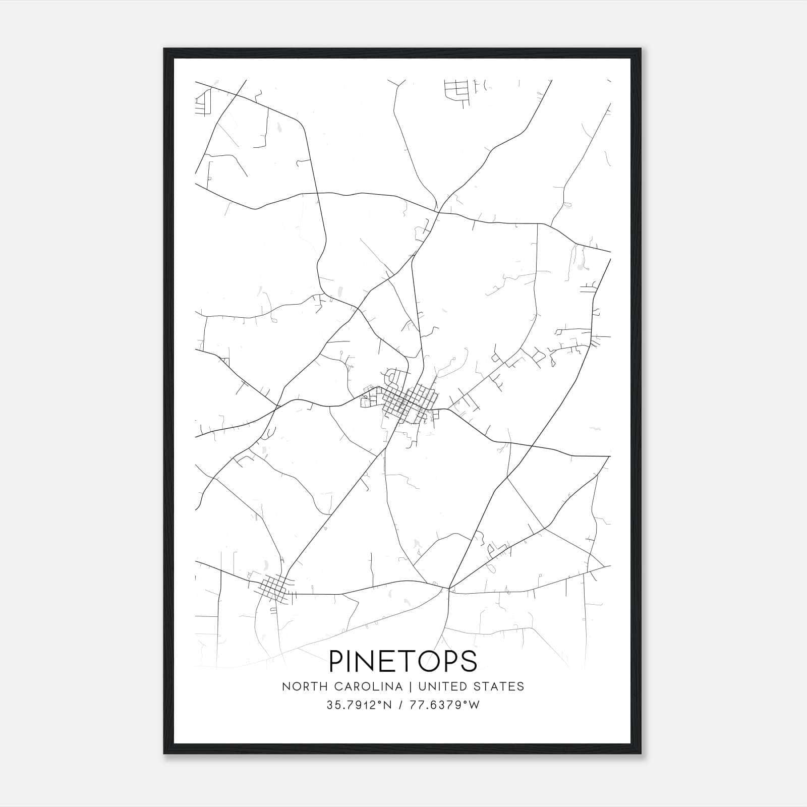 Pinetops North Carolina Map Poster, Modern Home Decor Wall Art Print ...