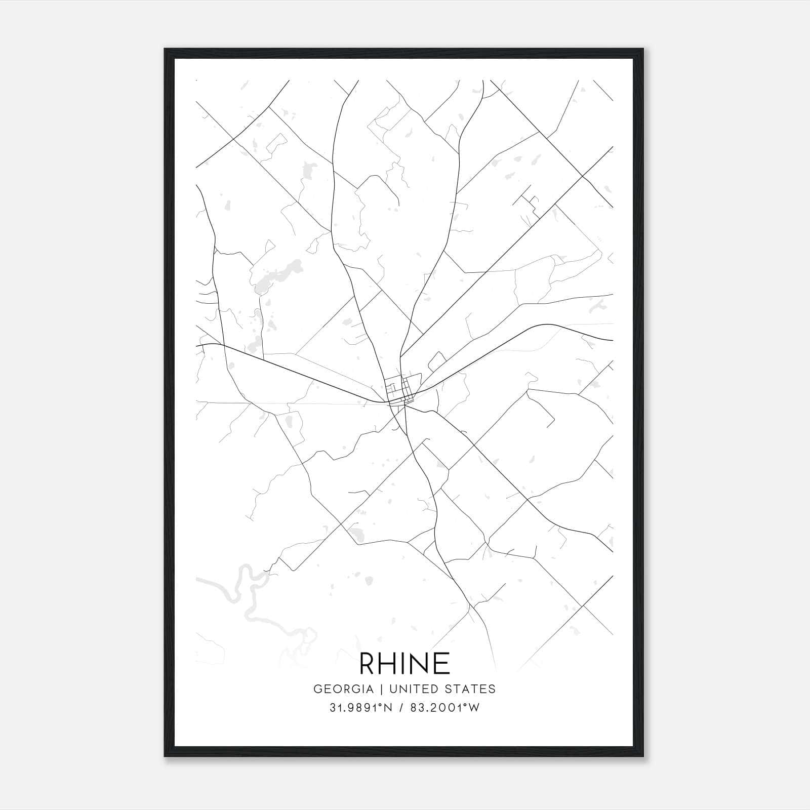 Rhine Georgia Map Poster, Modern Home Decor Wall Art Print - Custom ...