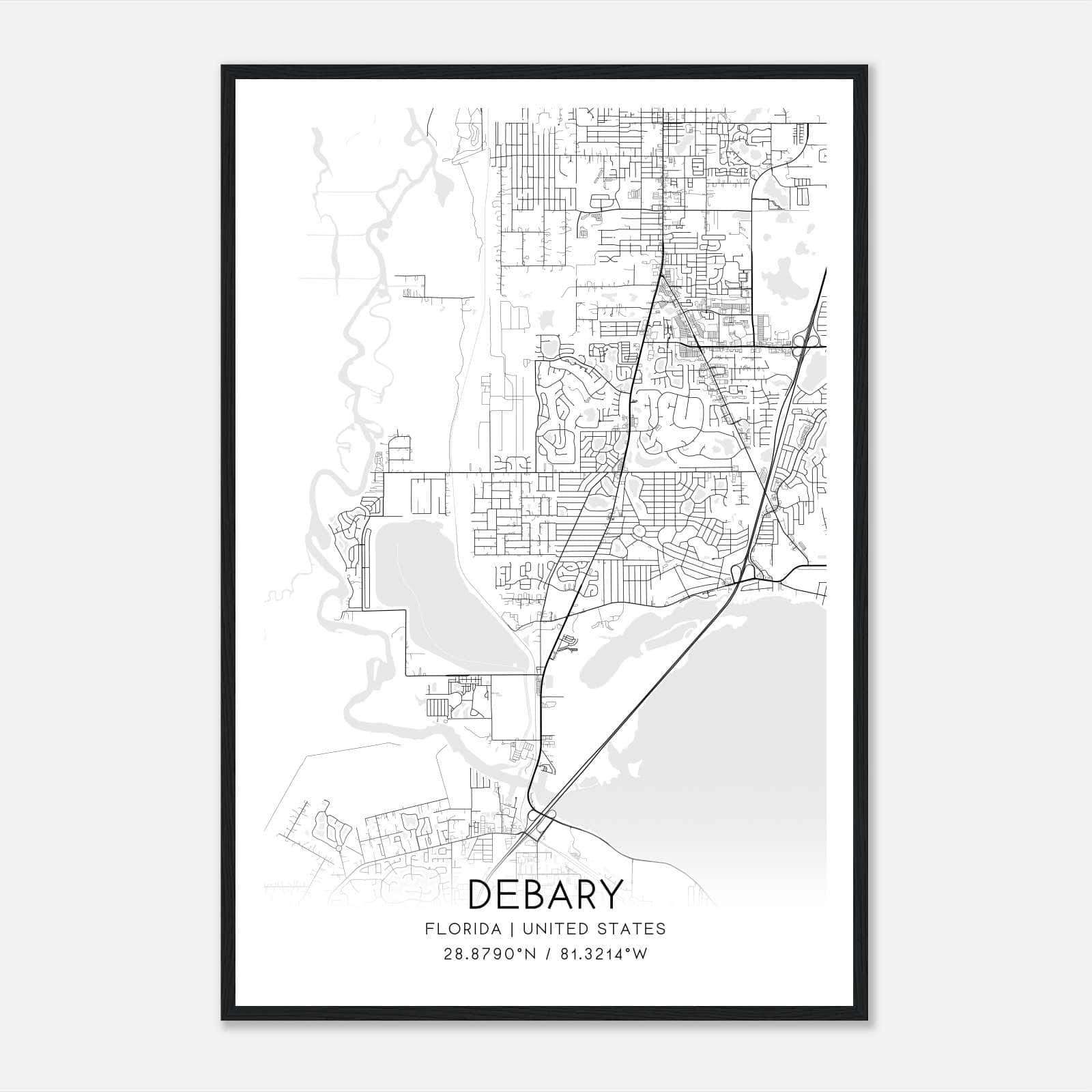 Debary Florida Map Poster, Modern Home Decor Wall Art Print - Custom ...