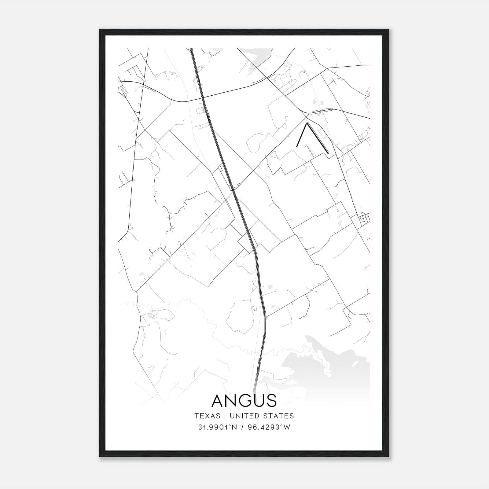 Angus Texas Map Poster, Modern Home Decor Wall Art Print - Custom Maps ...