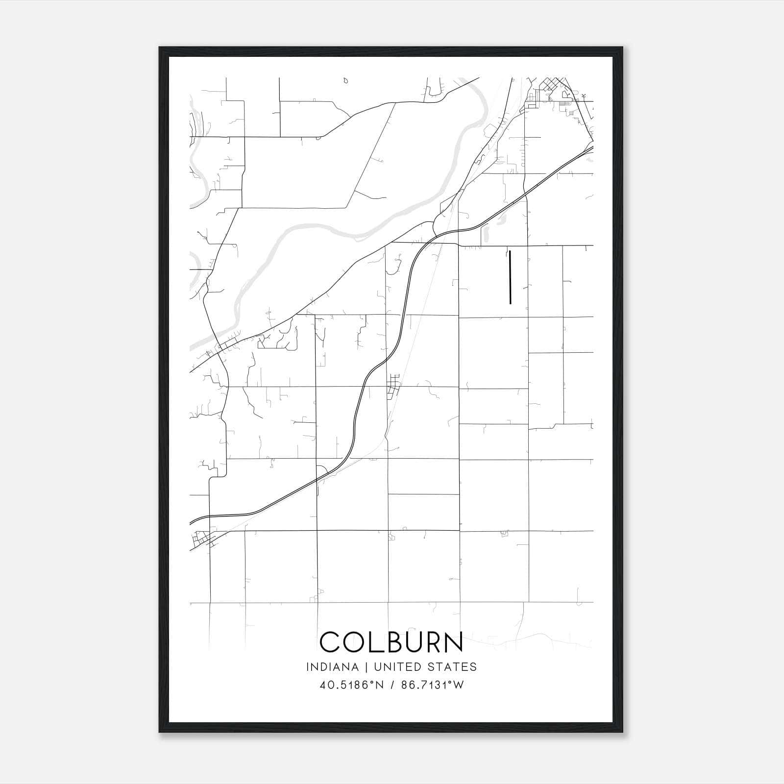 Colburn Indiana Map Poster, Modern Home Decor Wall Art Print - Custom ...