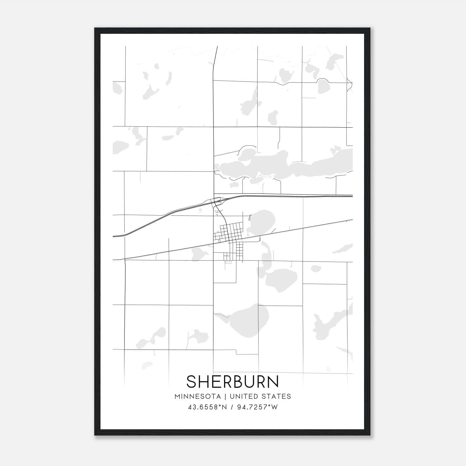 Sherburn Minnesota Map Poster, Modern Home Decor Wall Art Print ...