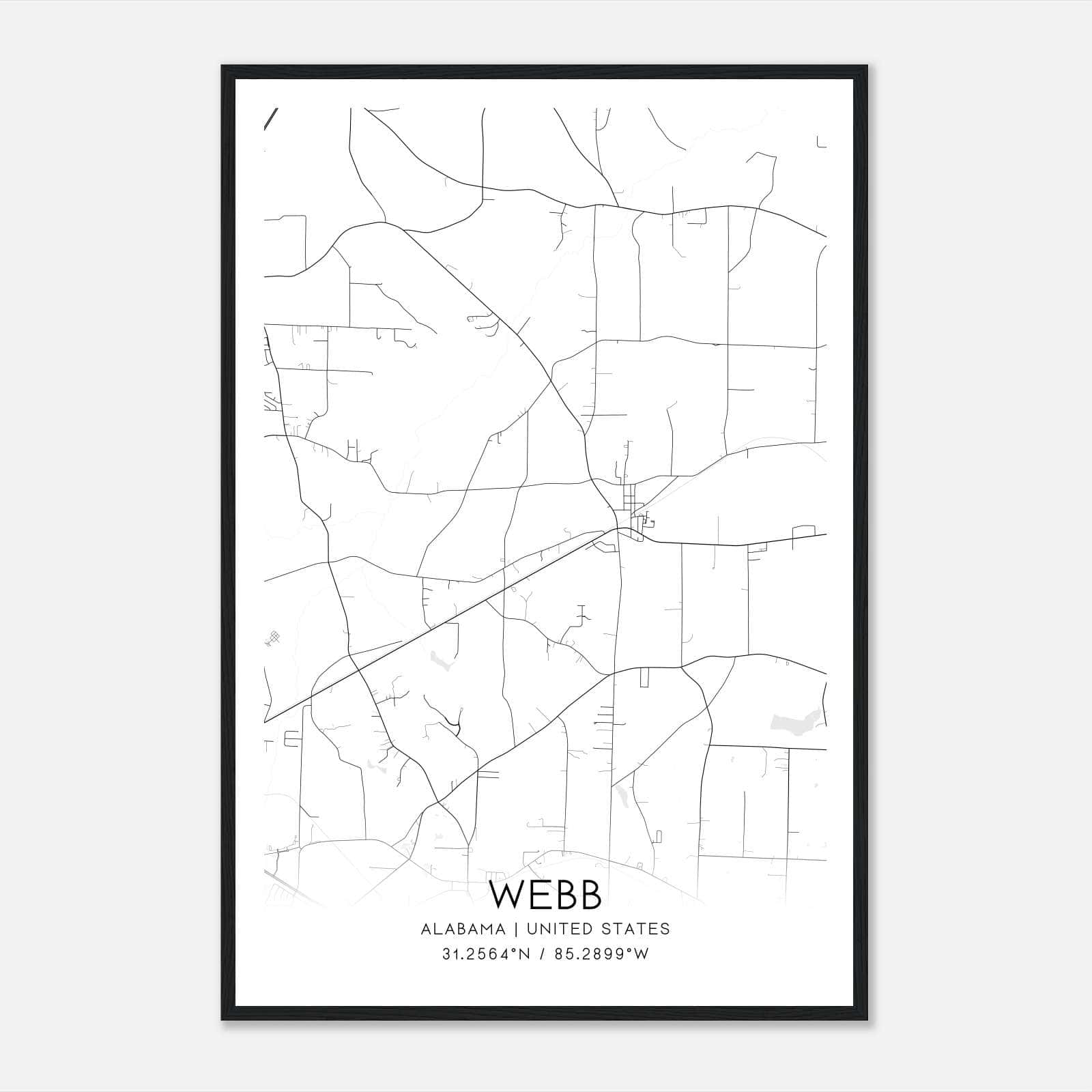 Webb Alabama Map Poster, Modern Home Decor Wall Art Print - Custom Maps ...