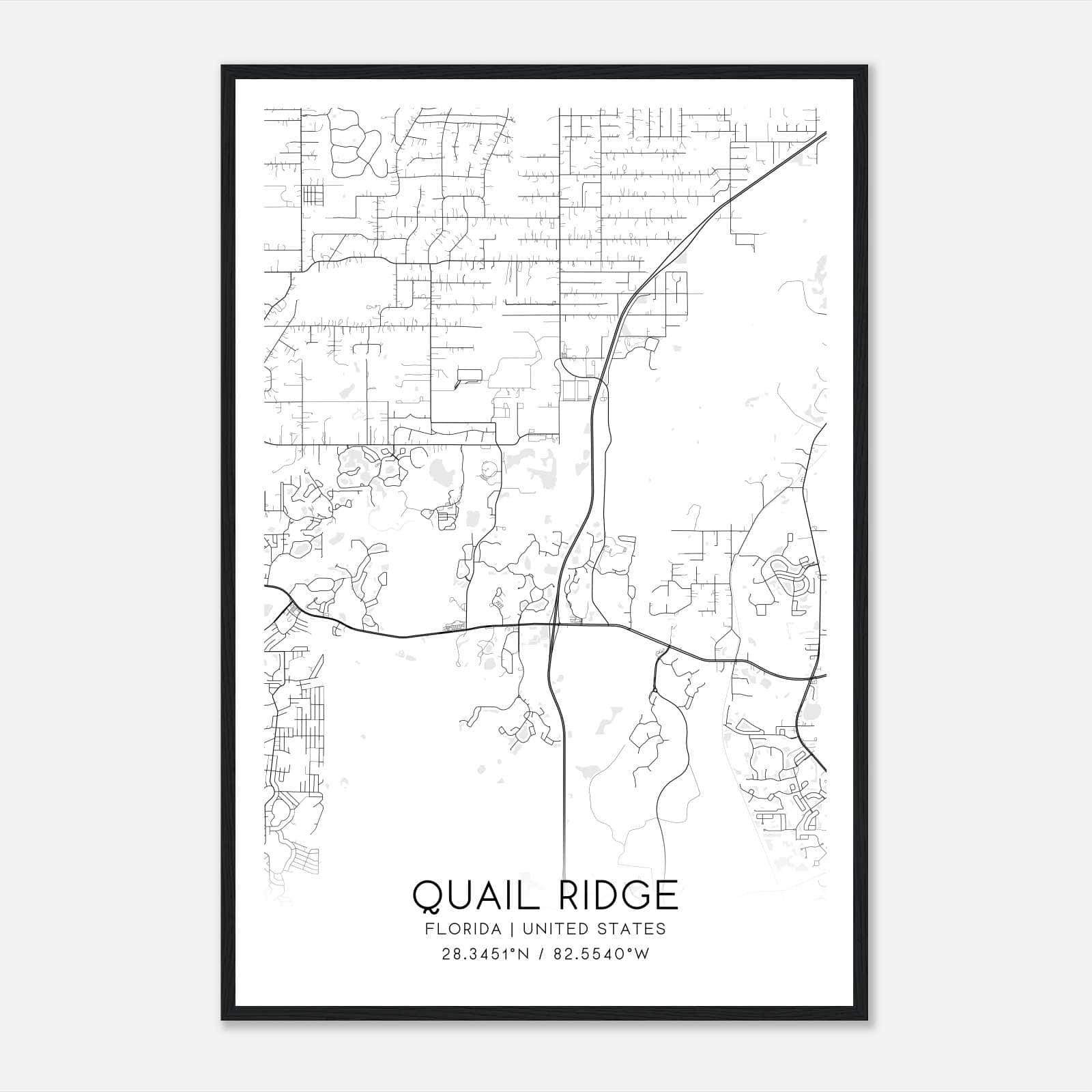 Quail Ridge Florida Map Poster, Modern Home Decor Wall Art Print ...