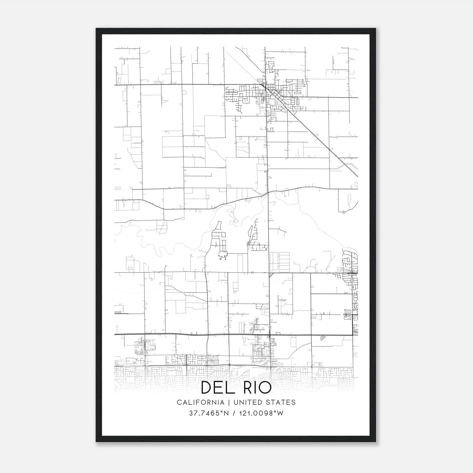 Del Rio California Map Poster, Modern Home Decor Wall Art Print ...