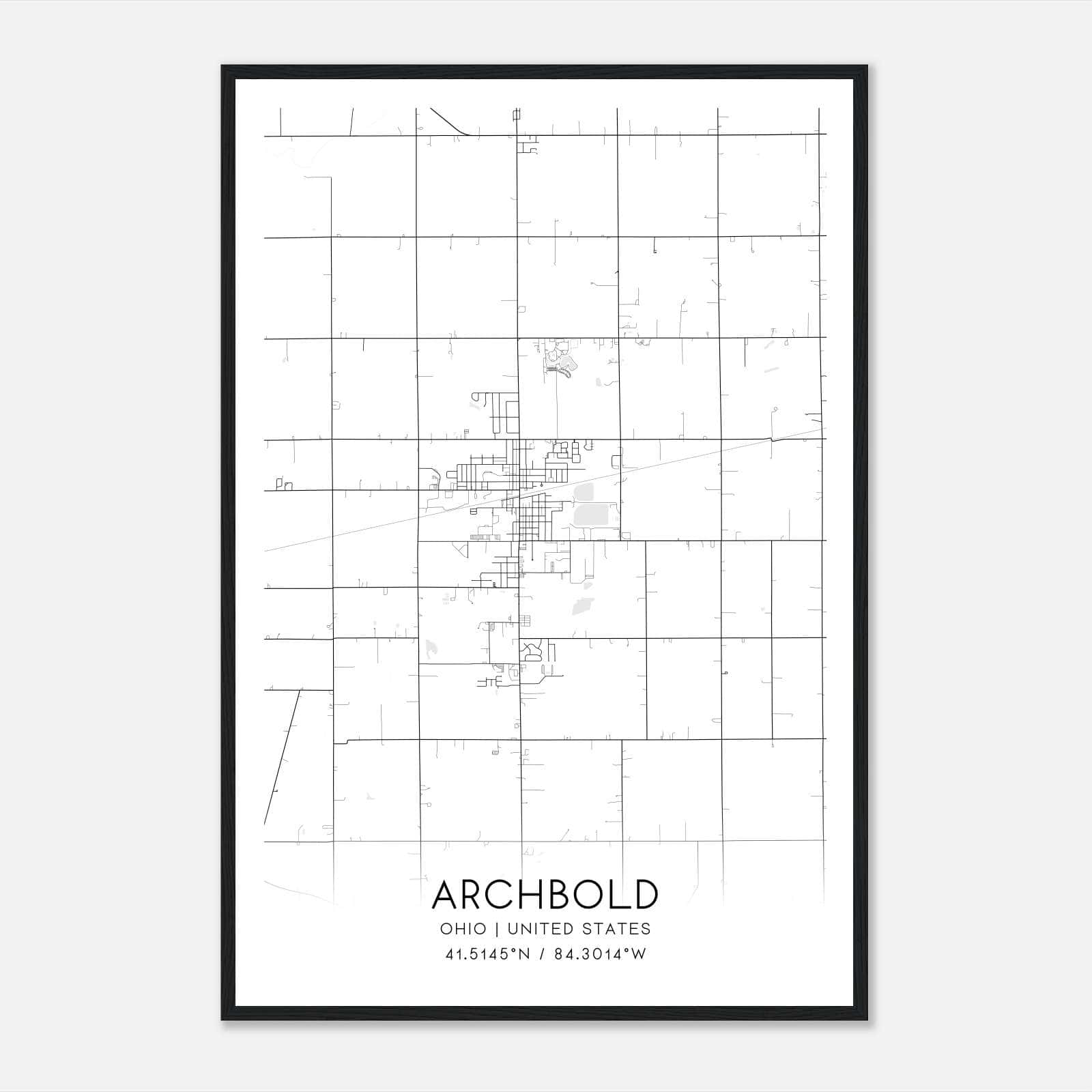 Archbold Ohio Map Poster, Modern Home Decor Wall Art Print - Custom ...