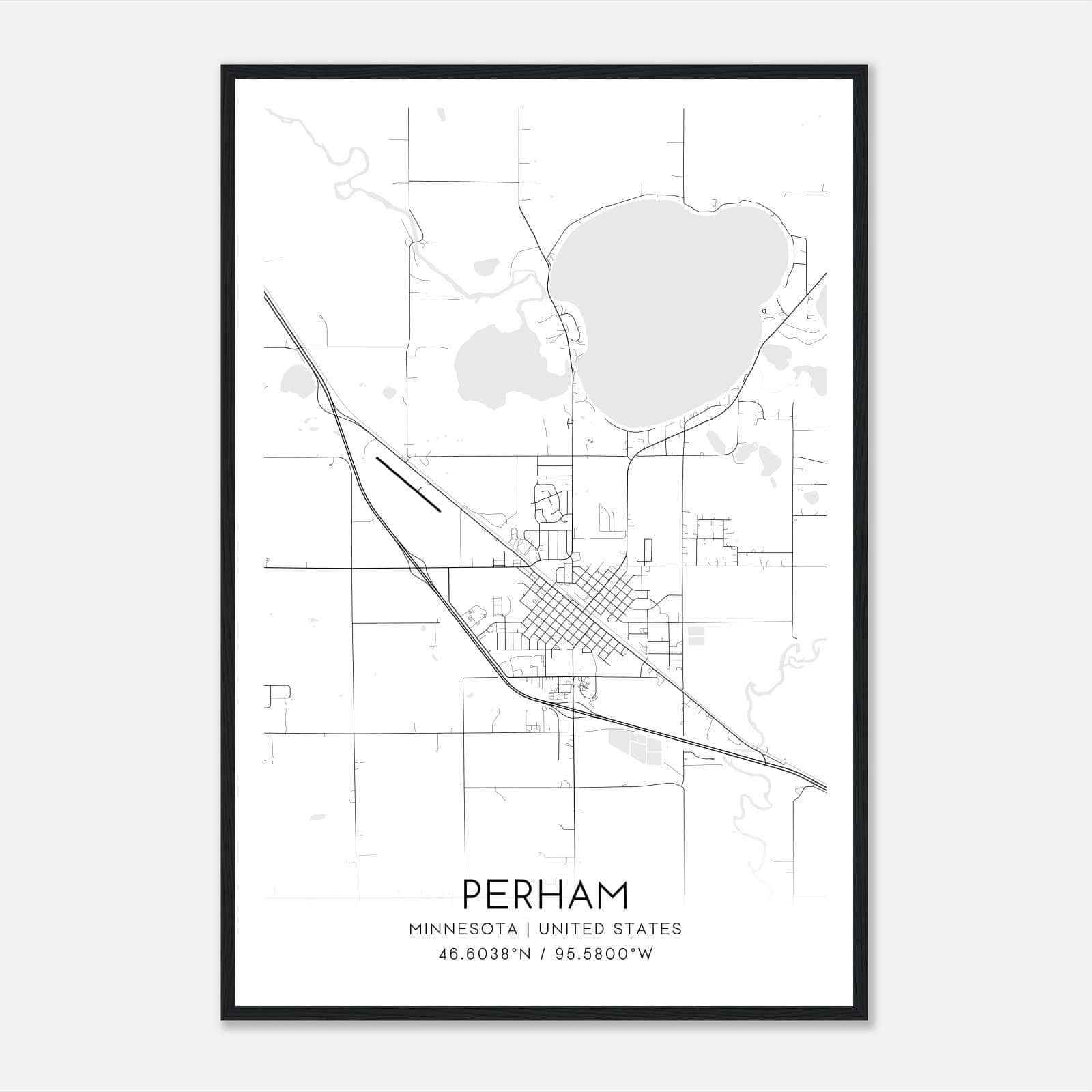 Perham Minnesota Map Poster, Modern Home Decor Wall Art Print - Custom ...