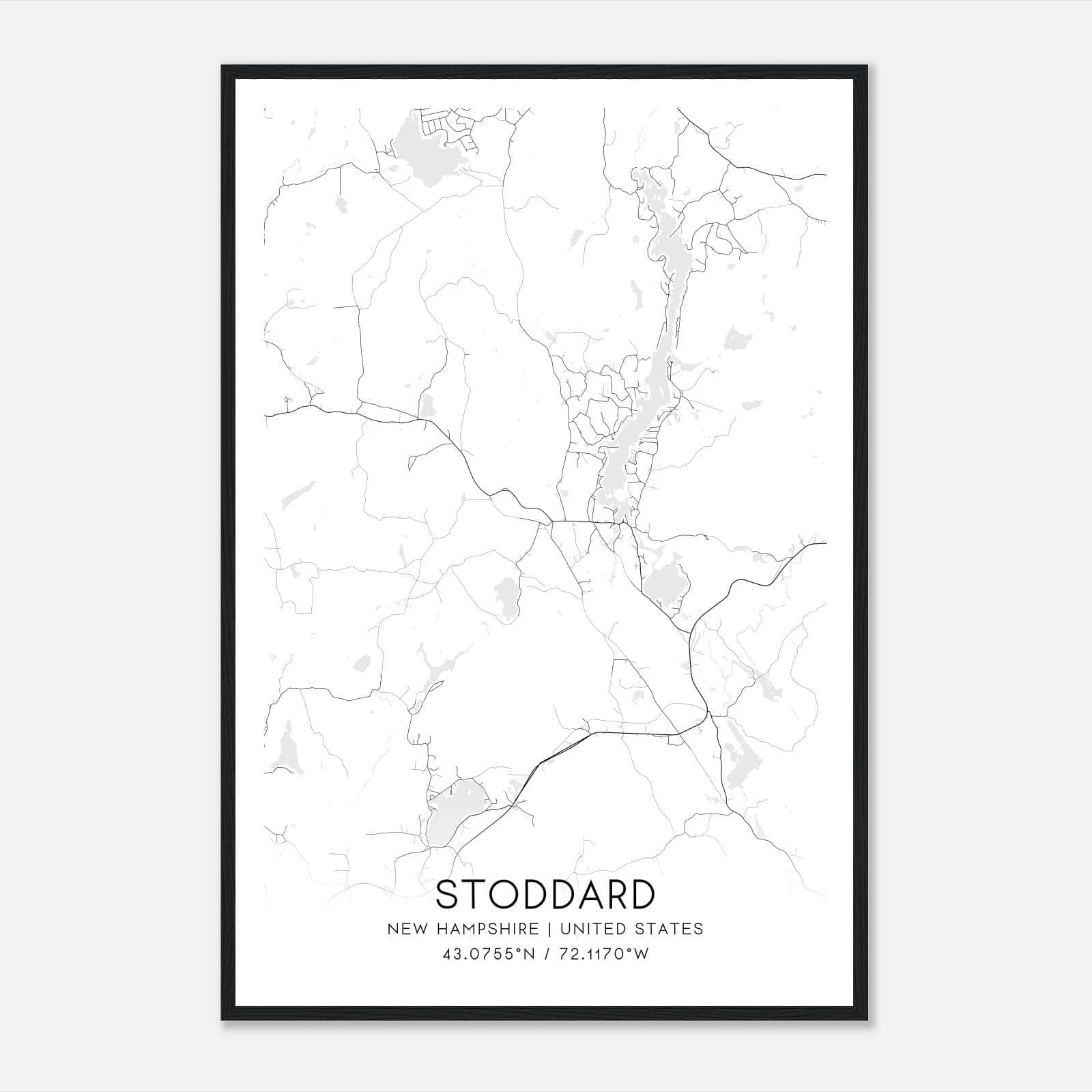 Stoddard New Hampshire Map Poster, Modern Home Decor Wall Art Print ...