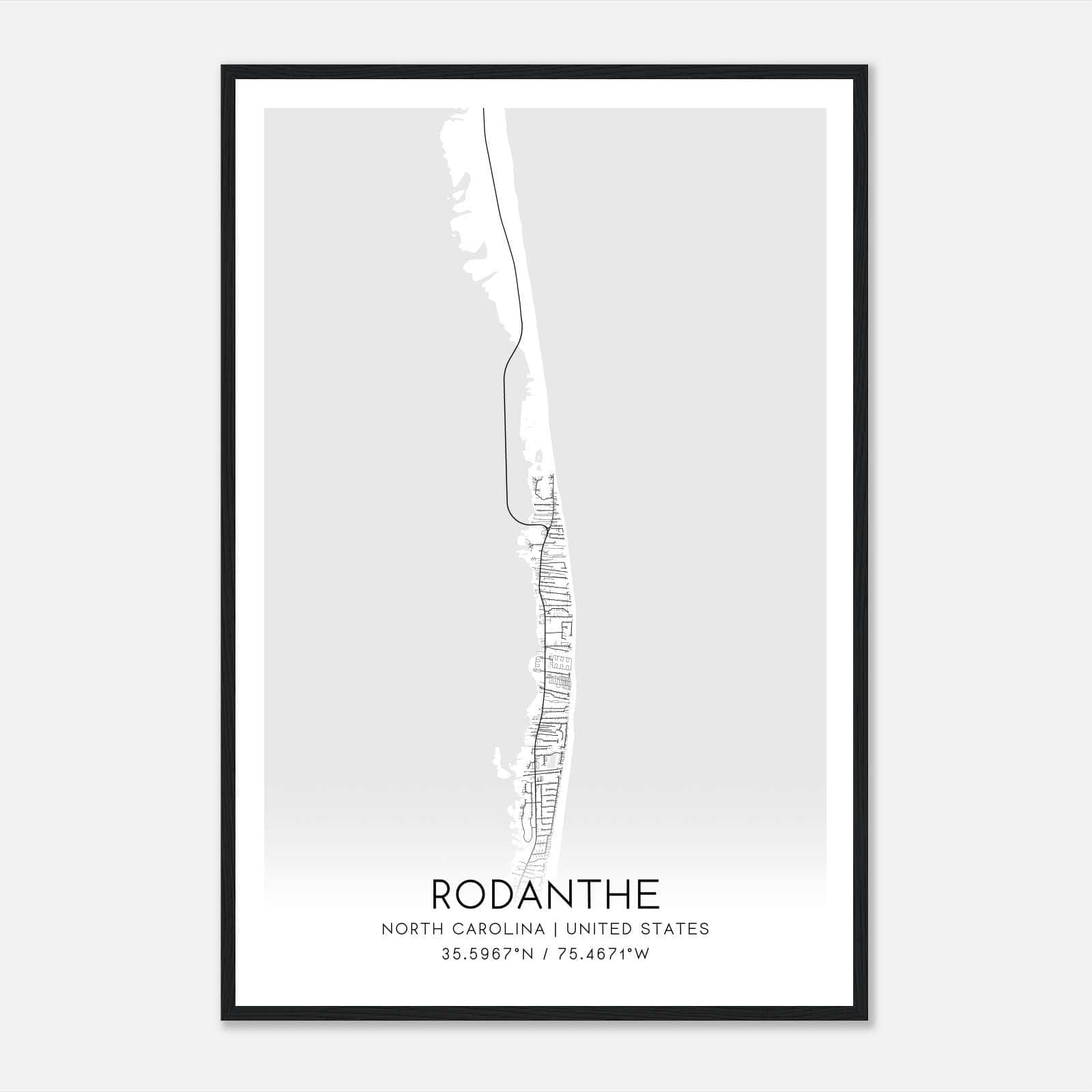 Rodanthe North Carolina Map Poster, Modern Home Decor Wall Art Print ...