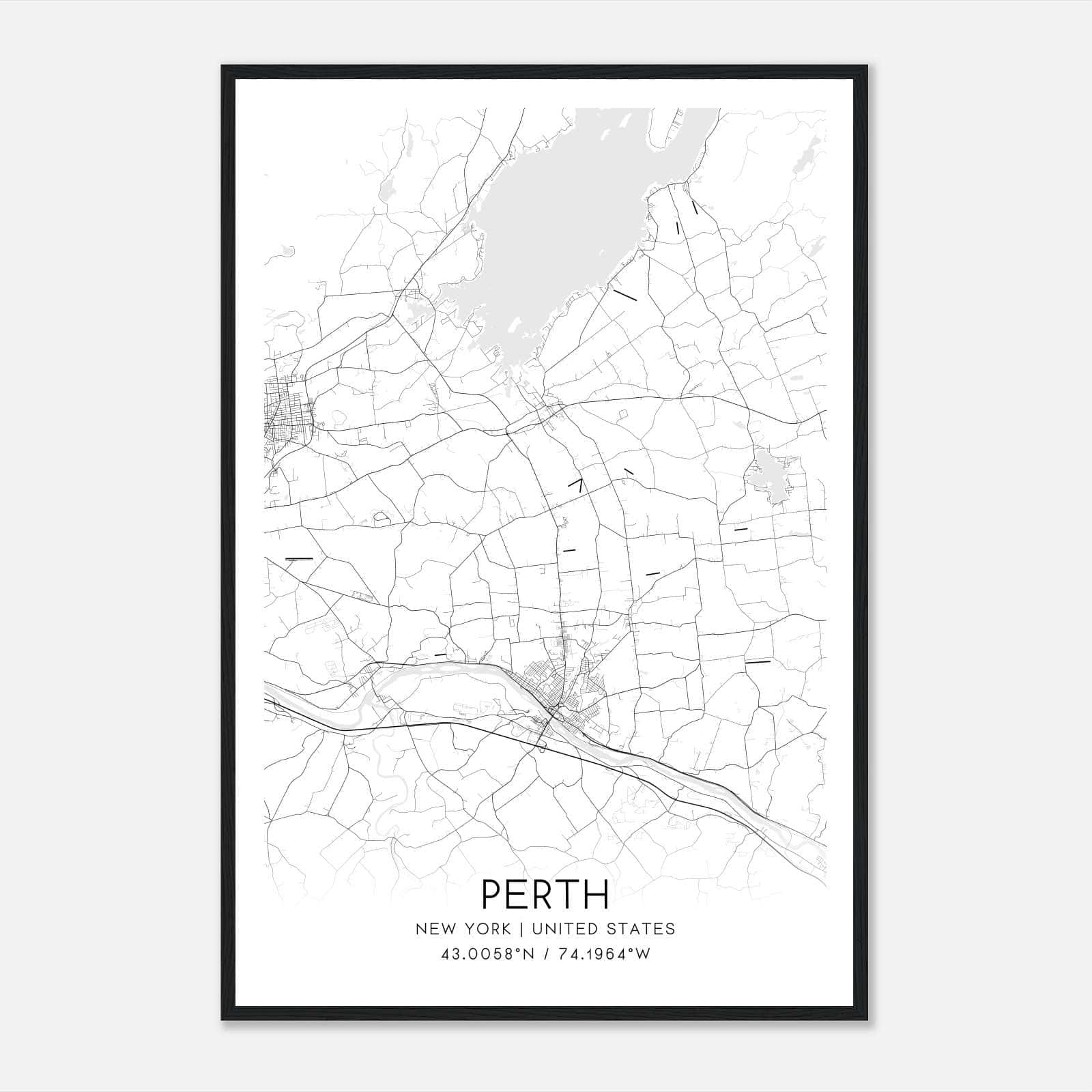 Perth New York Map Poster, Modern Home Decor Wall Art Print - Custom ...