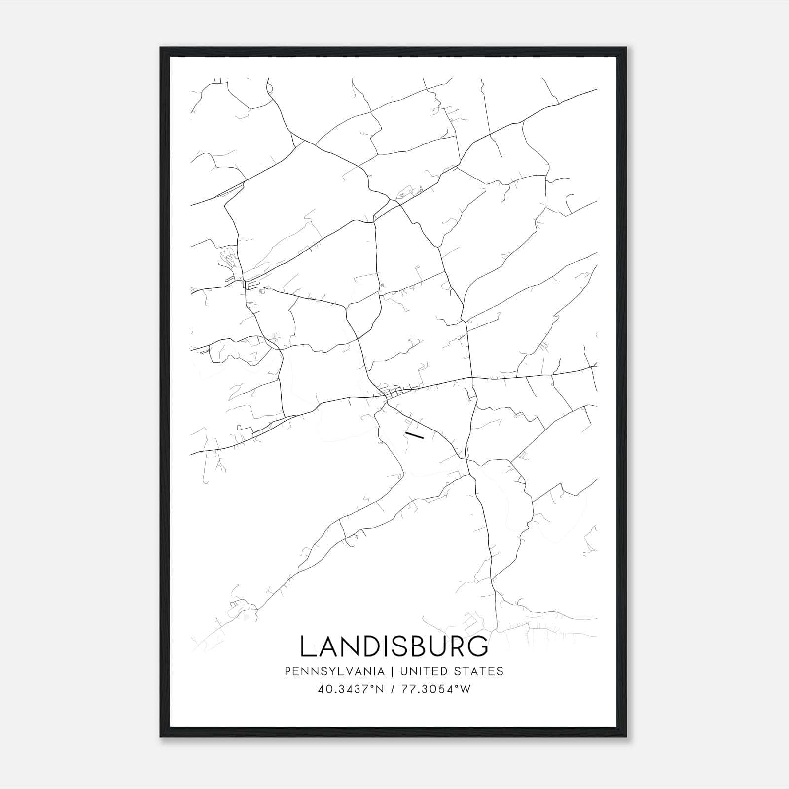 Landisburg Pennsylvania Map Poster, Modern Home Decor Wall Art Print ...