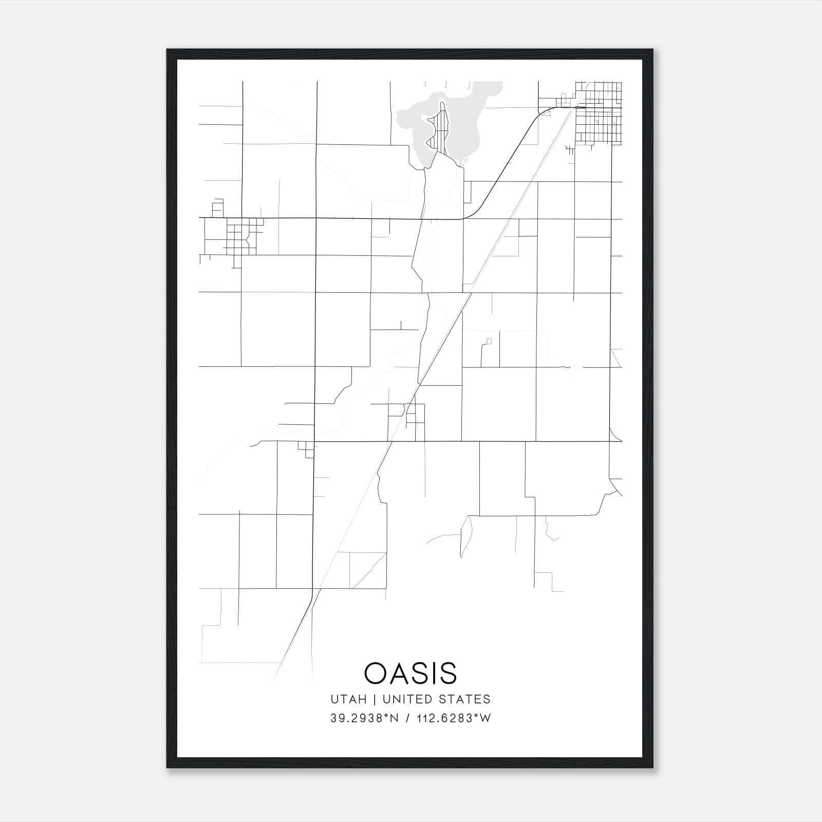 Oasis Utah Map Poster, Modern Home Decor Wall Art Print - Custom Maps & Posters