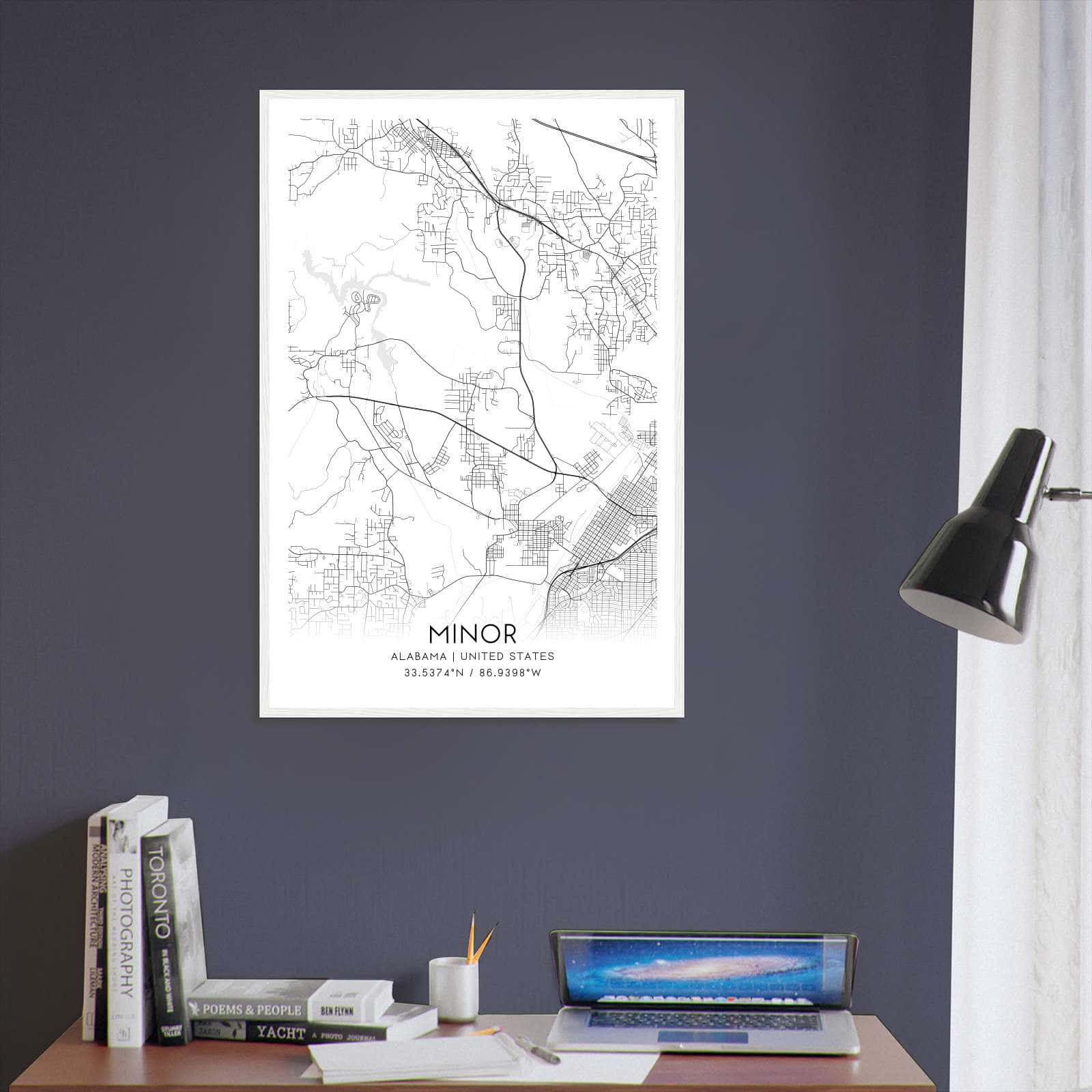 Minor Alabama Map Poster, Modern Home Decor Wall Art Print - Custom ...