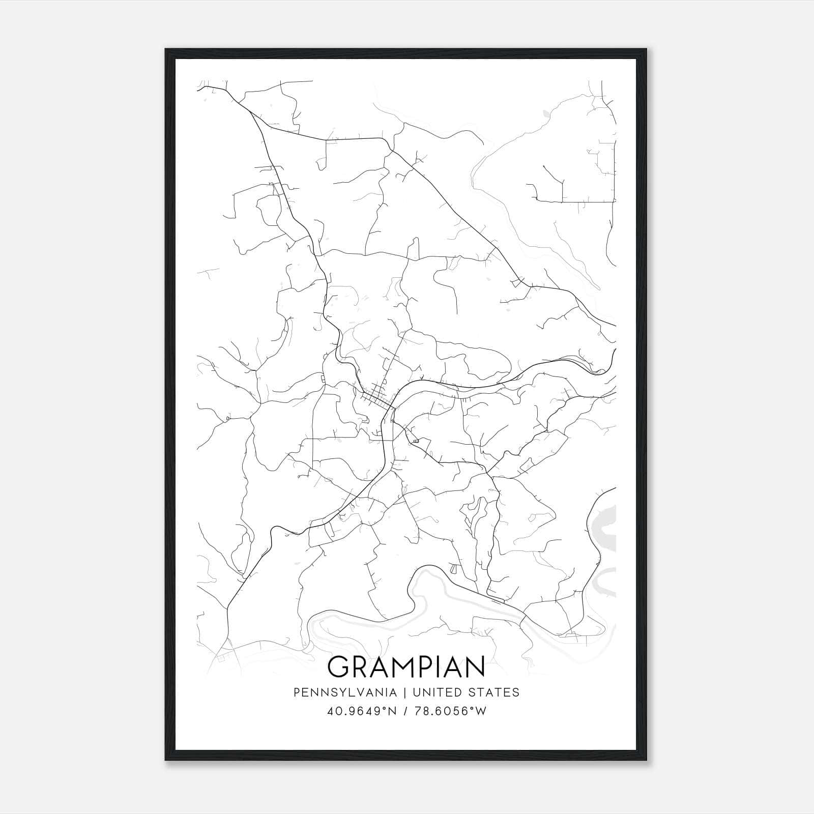 Grampian Pennsylvania Map Poster, Modern Home Decor Wall Art Print ...