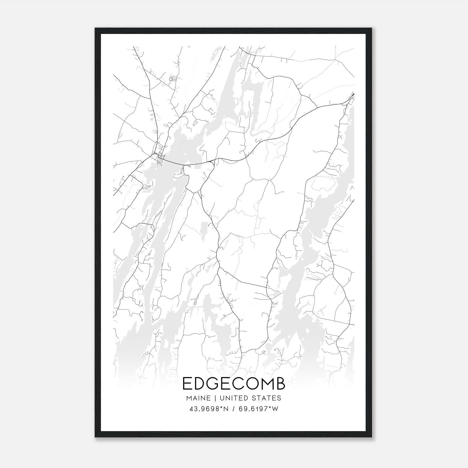 Edgecomb Maine Map Poster, Modern Home Decor Wall Art Print - Custom ...