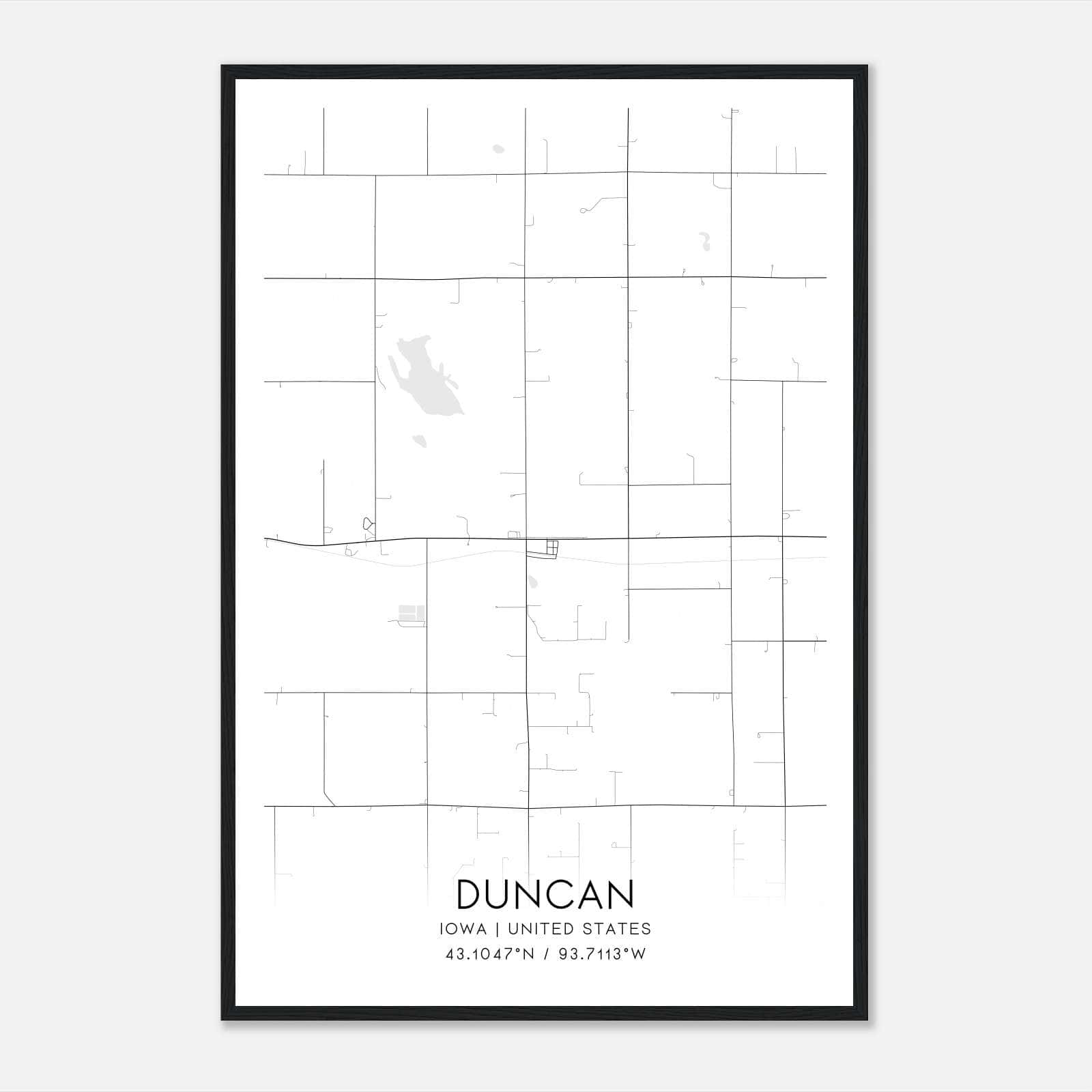 Duncan Iowa Map Poster, Modern Home Decor Wall Art Print - Custom Maps ...