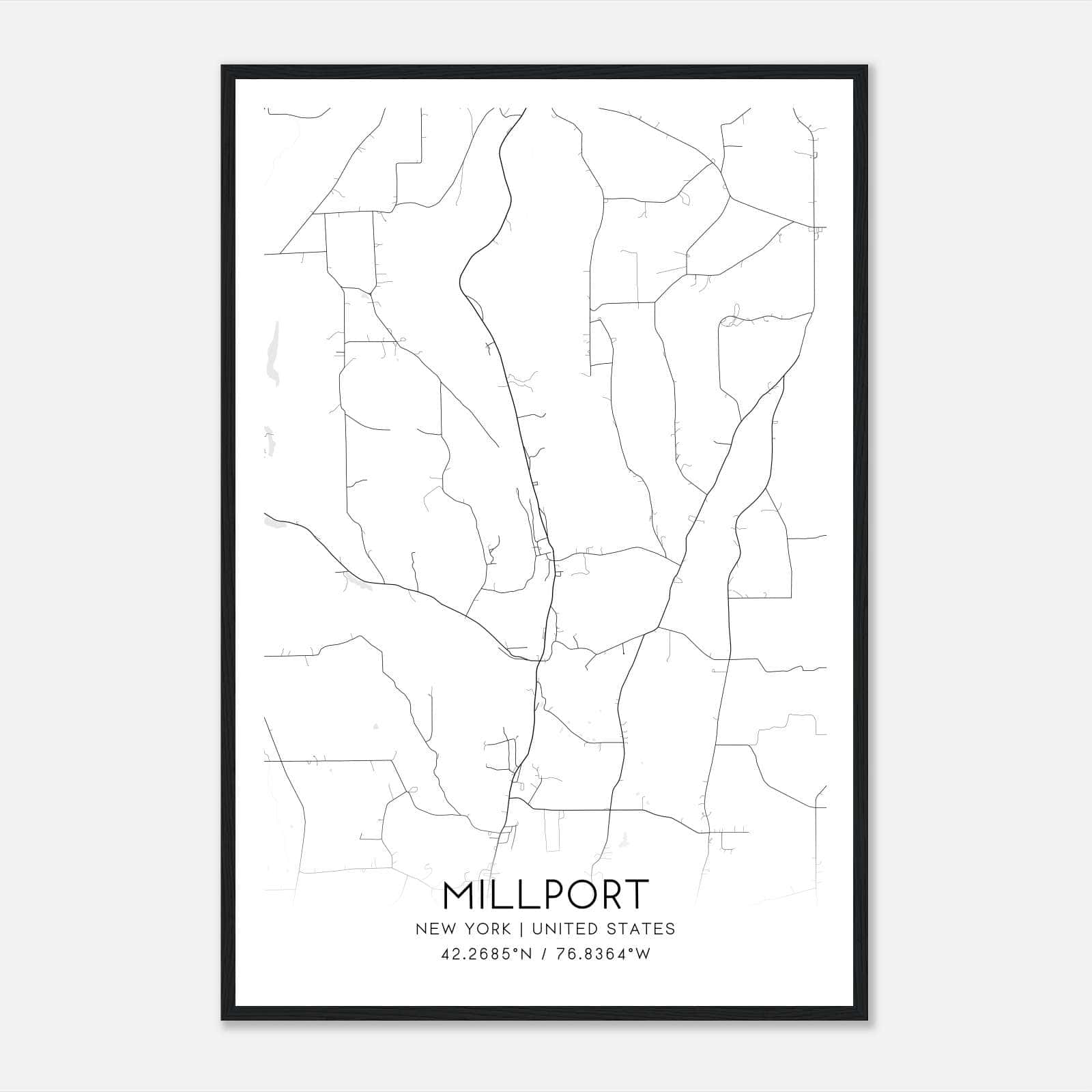 Millport New York Map Poster, Modern Home Decor Wall Art Print - Custom ...