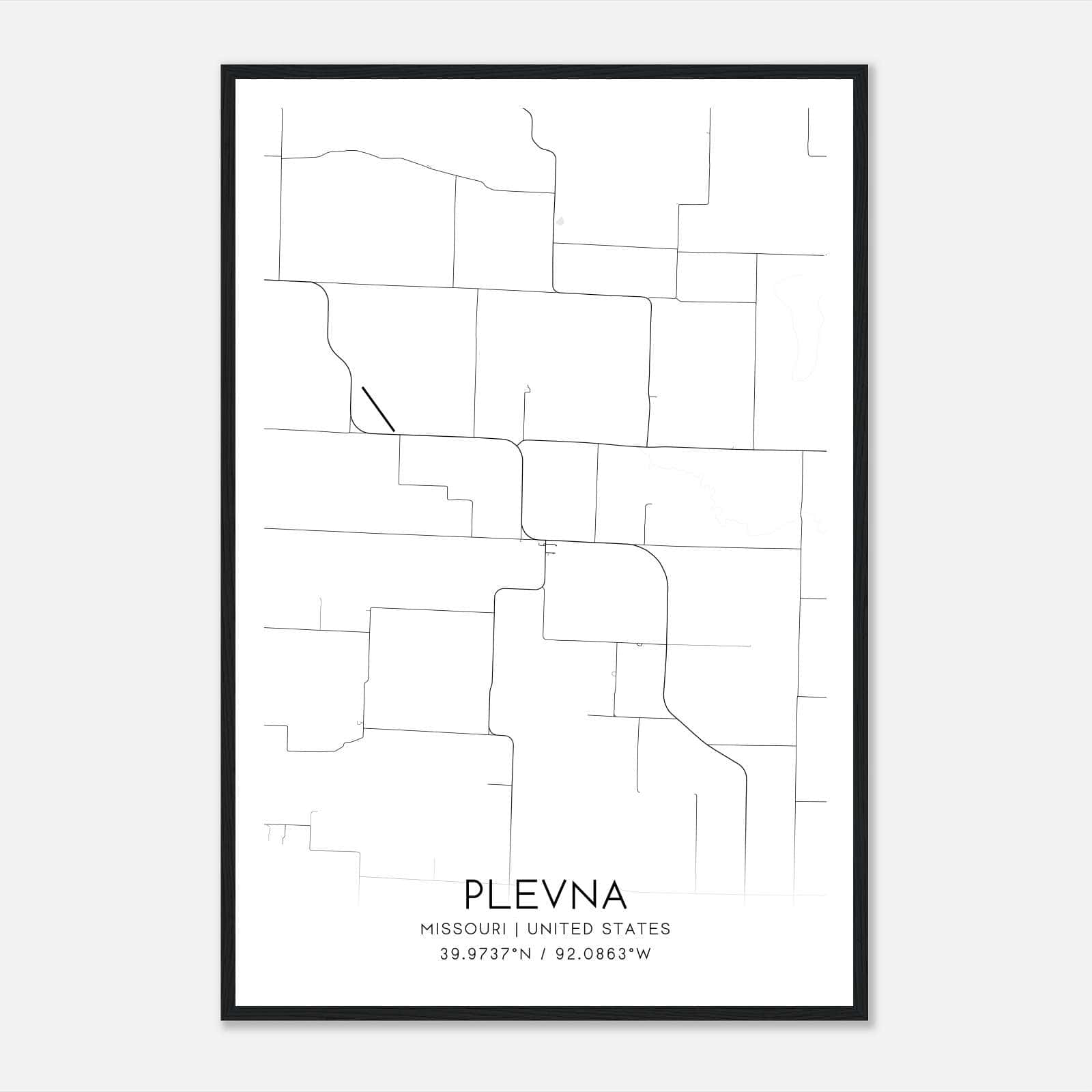 Plevna Missouri Map Poster, Modern Home Decor Wall Art Print - Custom ...