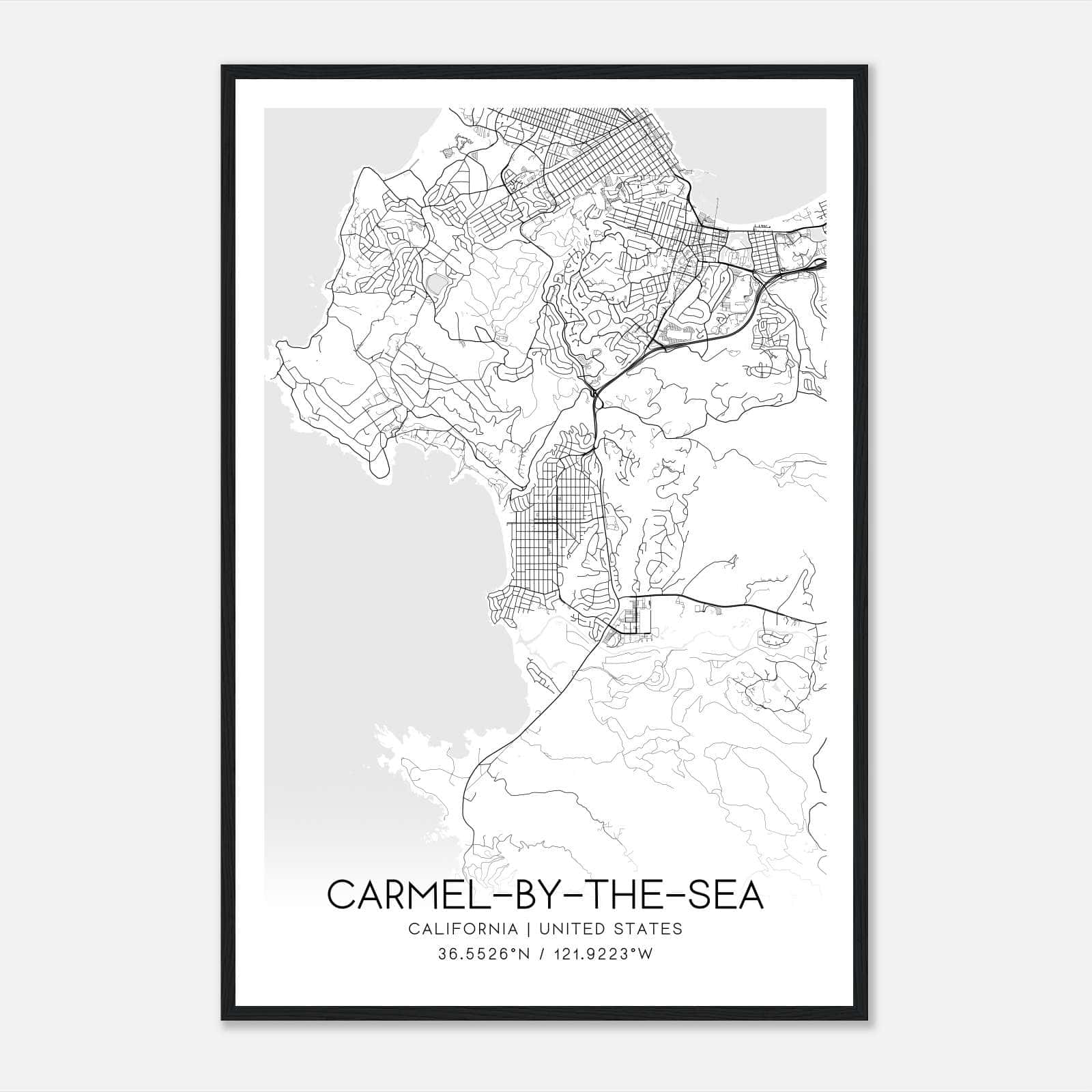Carmel-by-the-Sea California Map Poster, Modern Home Decor Wall Art ...