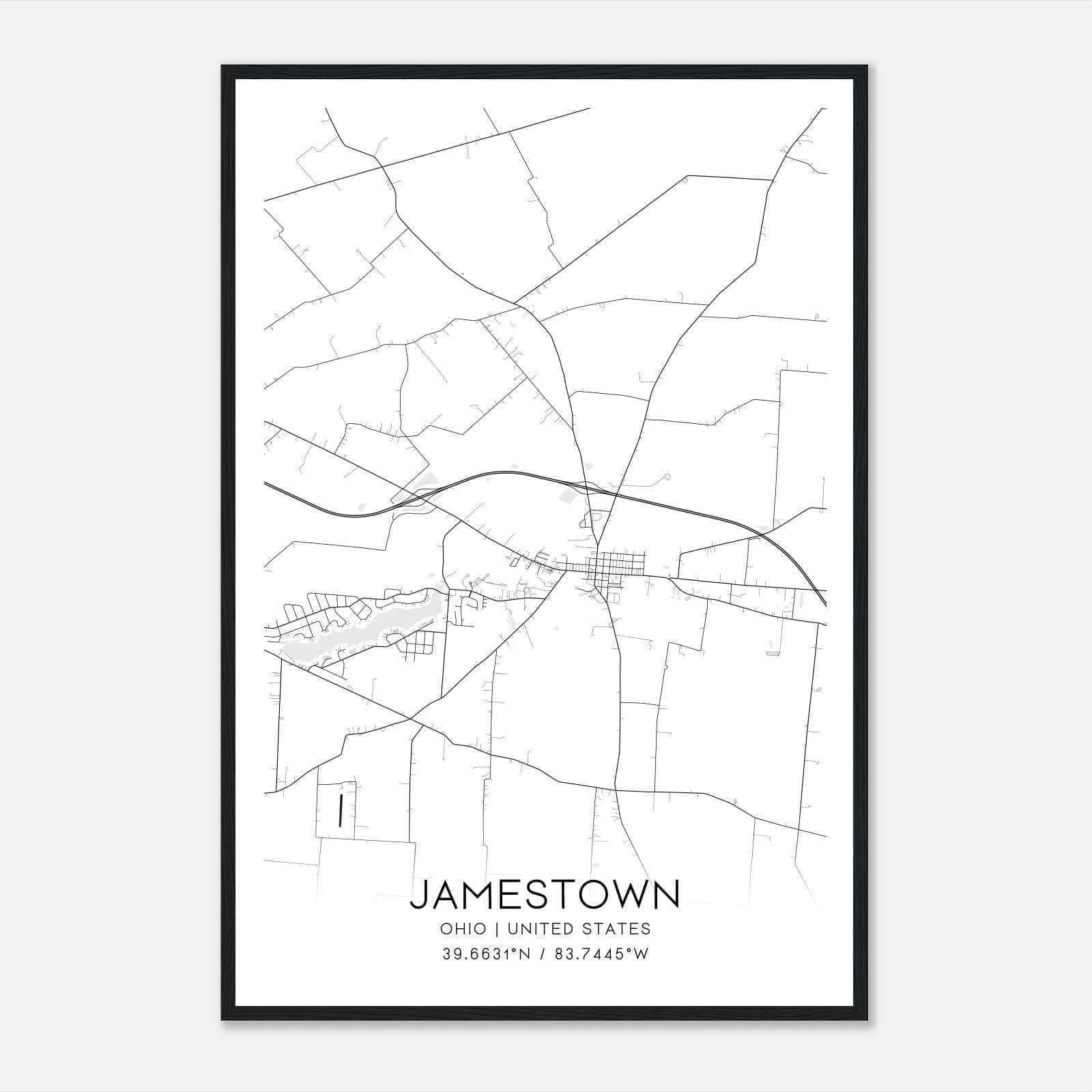 Jamestown Ohio Map Poster, Modern Home Decor Wall Art Print - Custom ...
