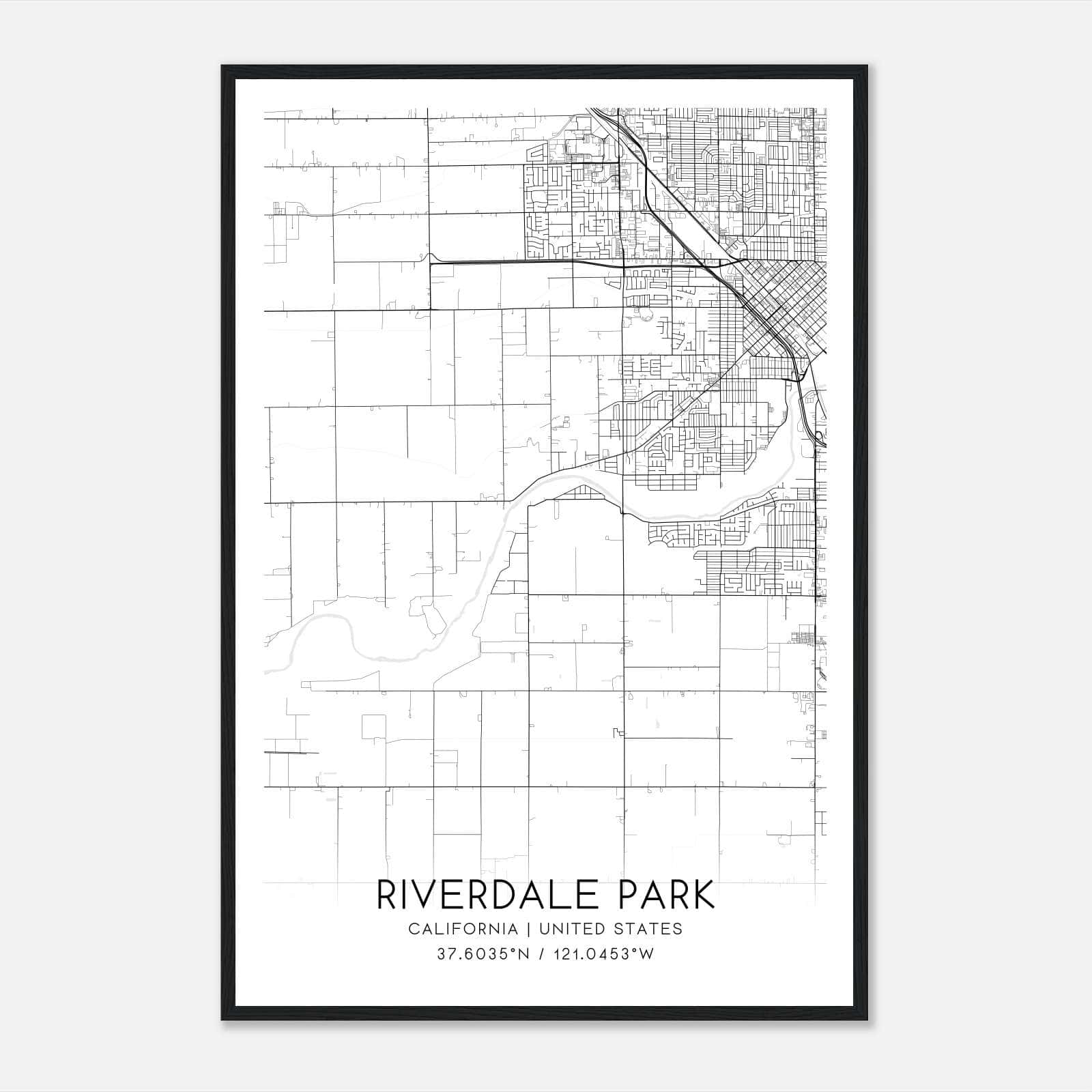 Riverdale Park California Map Poster, Modern Home Decor Wall Art Print ...