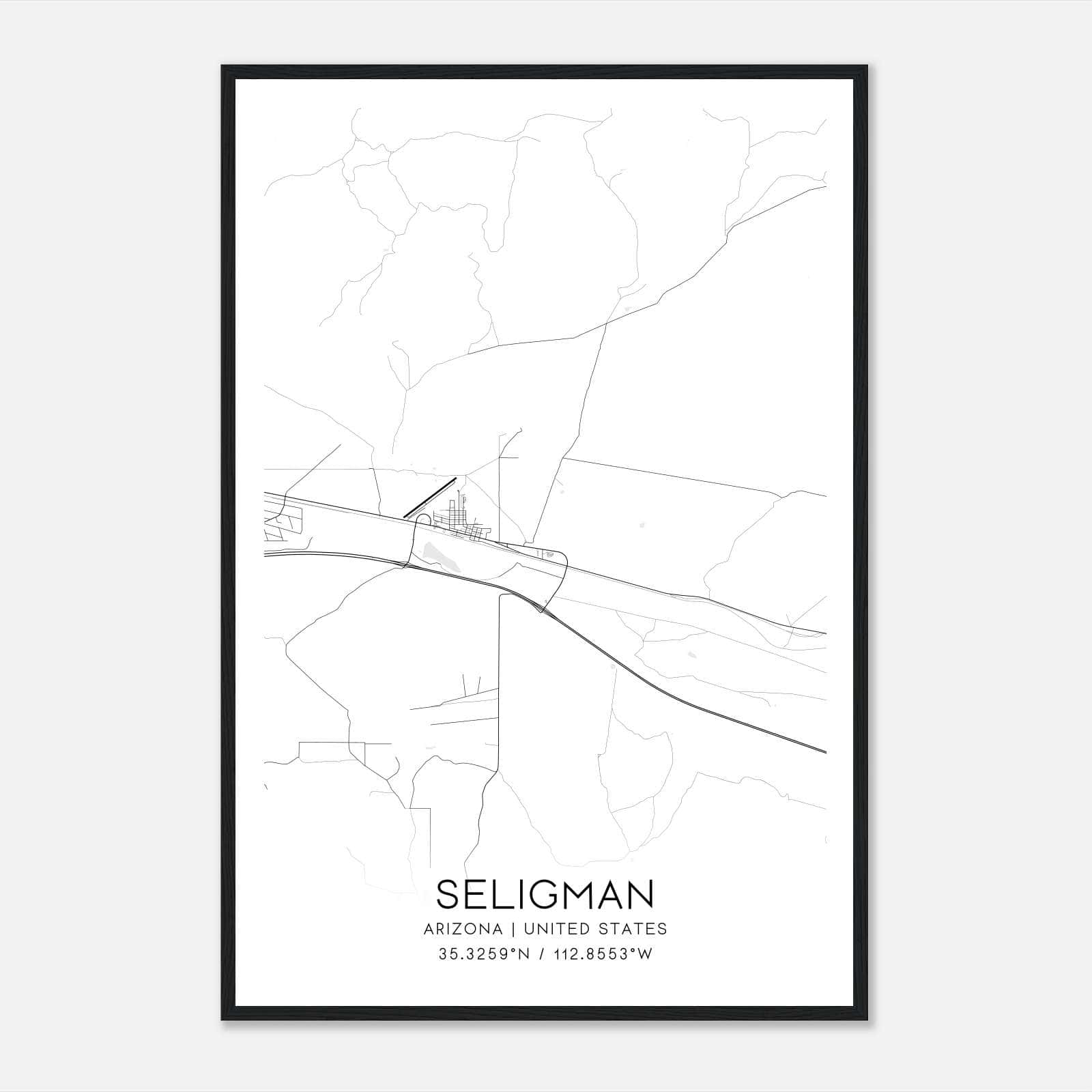 Seligman Arizona Map Poster, Modern Home Decor Wall Art Print - Custom ...