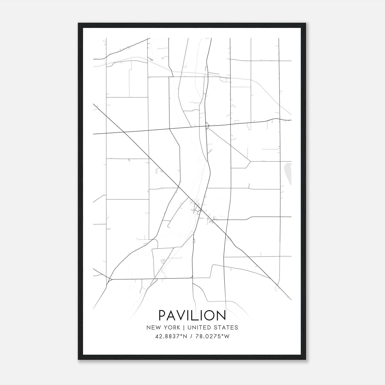Pavilion New York Map Poster, Modern Home Decor Wall Art Print - Custom ...