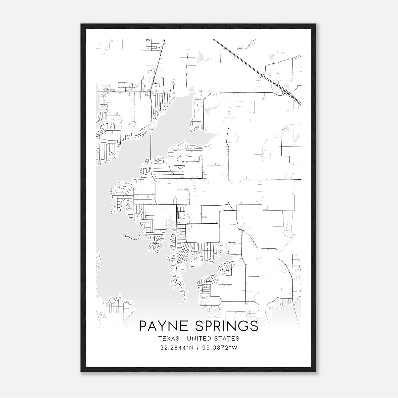 Payne Springs Texas Map Poster, Modern Home Decor Wall Art Print ...
