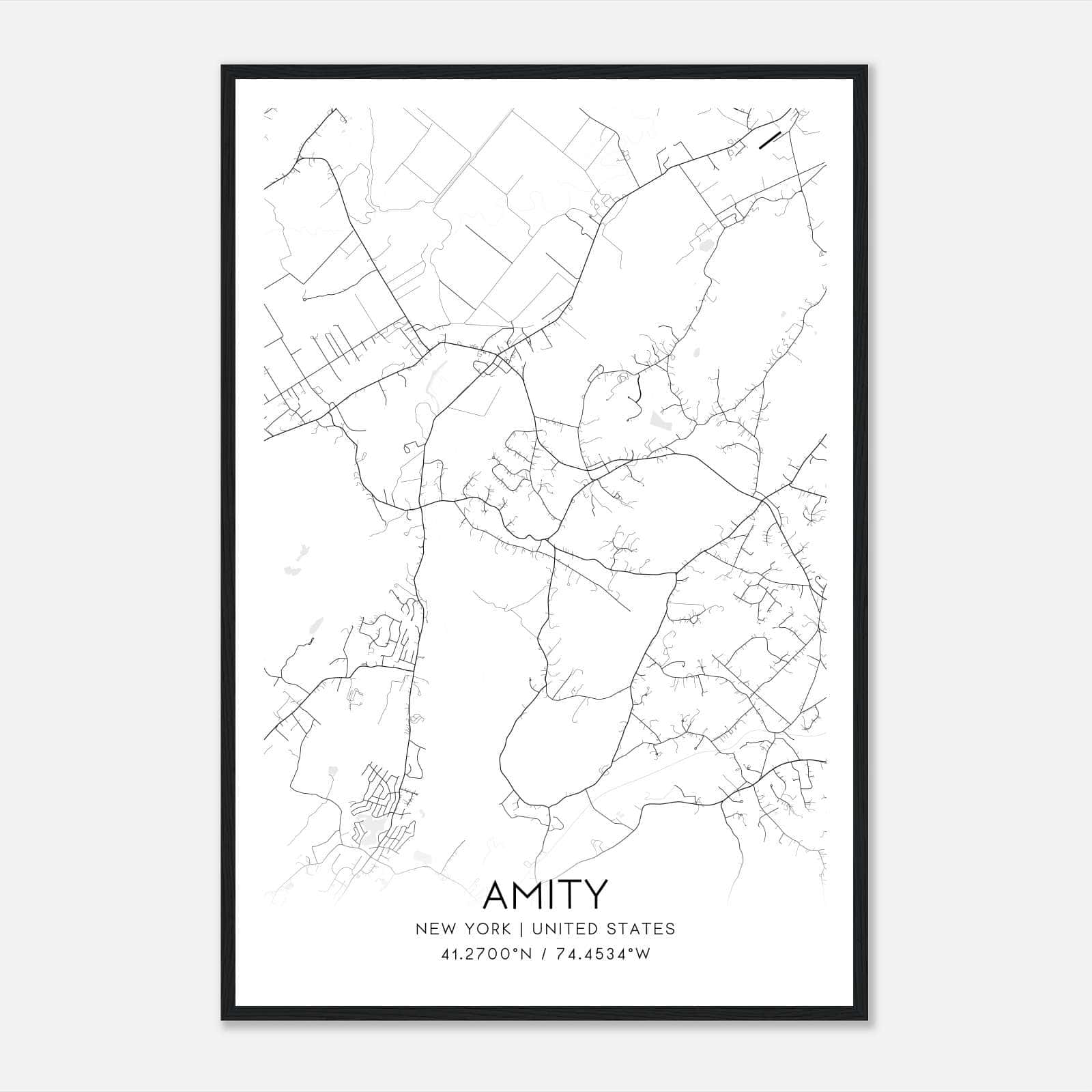 Amity New York Map Poster, Modern Home Decor Wall Art Print - Custom ...