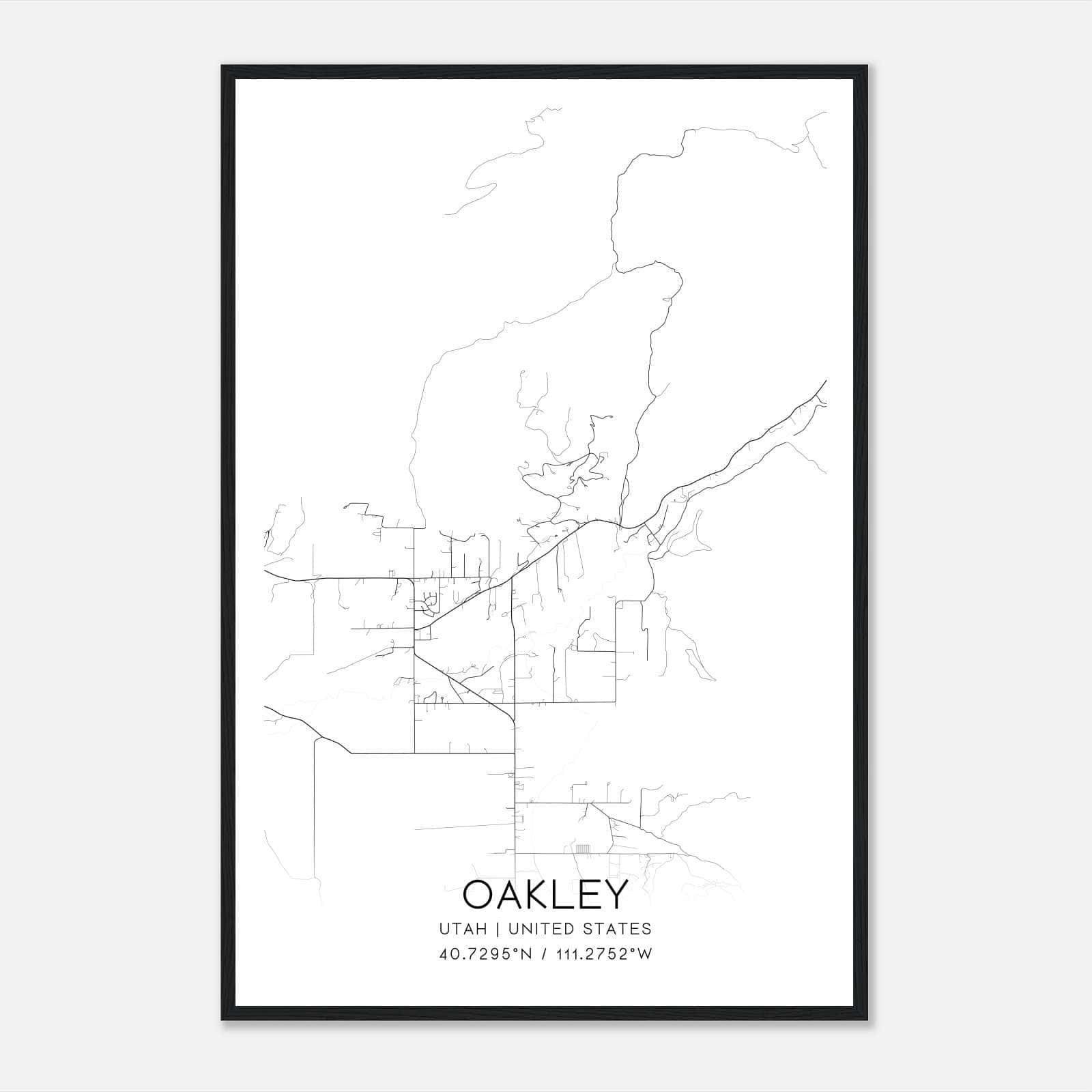 Oakley Utah Map Poster, Modern Home Decor Wall Art Print - Custom Maps ...