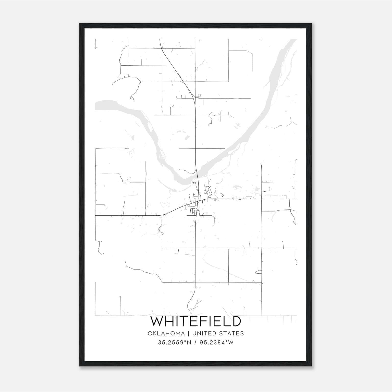 Whitefield Oklahoma Map Poster, Modern Home Decor Wall Art Print ...