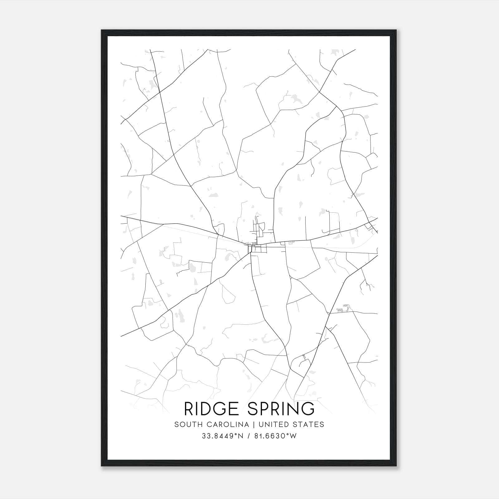 Ridge Spring South Carolina Map Poster, Modern Home Decor Wall Art ...