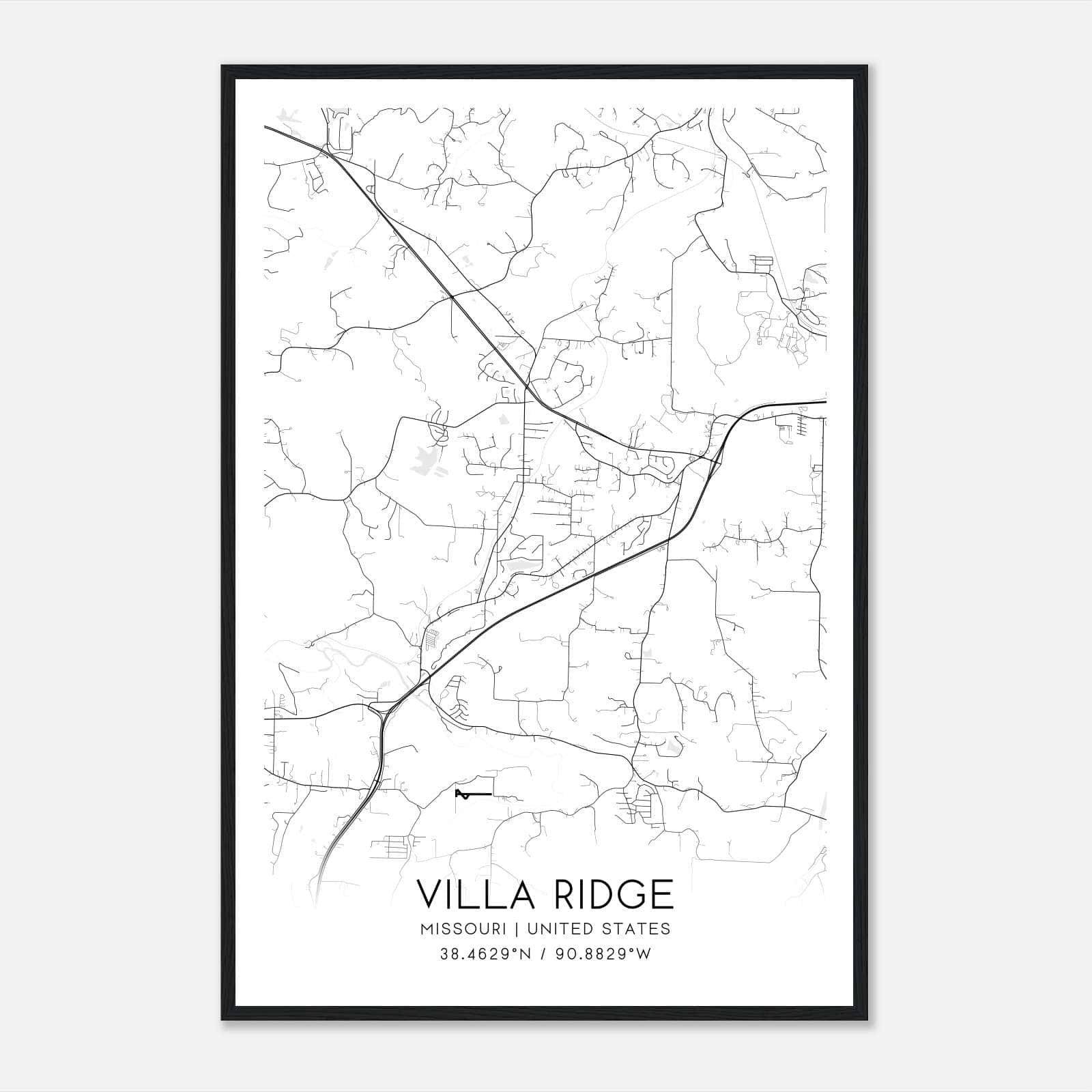 Villa Ridge Missouri Map Poster, Modern Home Decor Wall Art Print ...