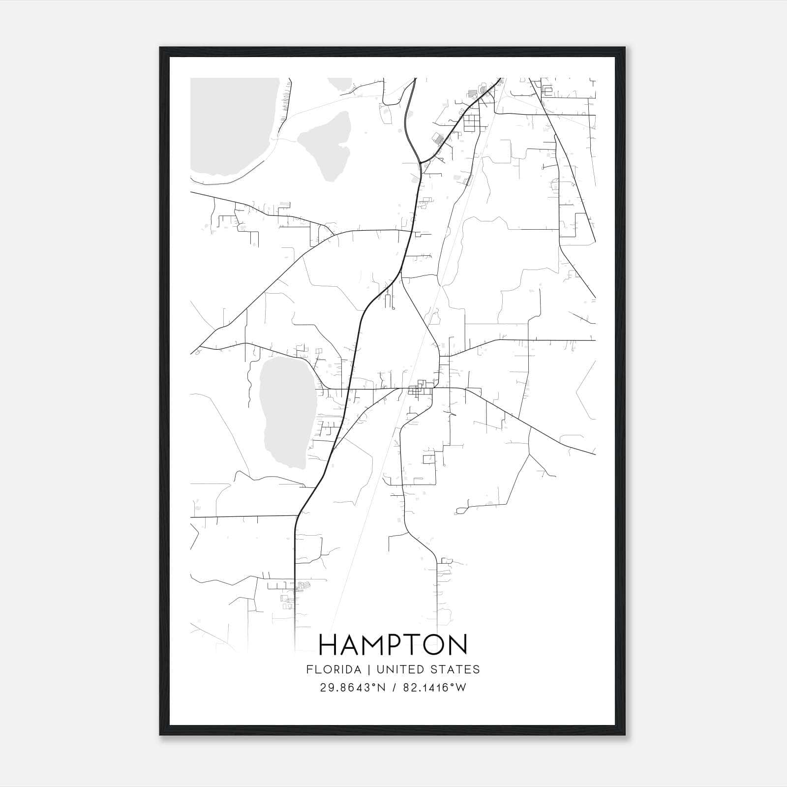 Hampton Florida Map Poster, Modern Home Decor Wall Art Print - Custom ...