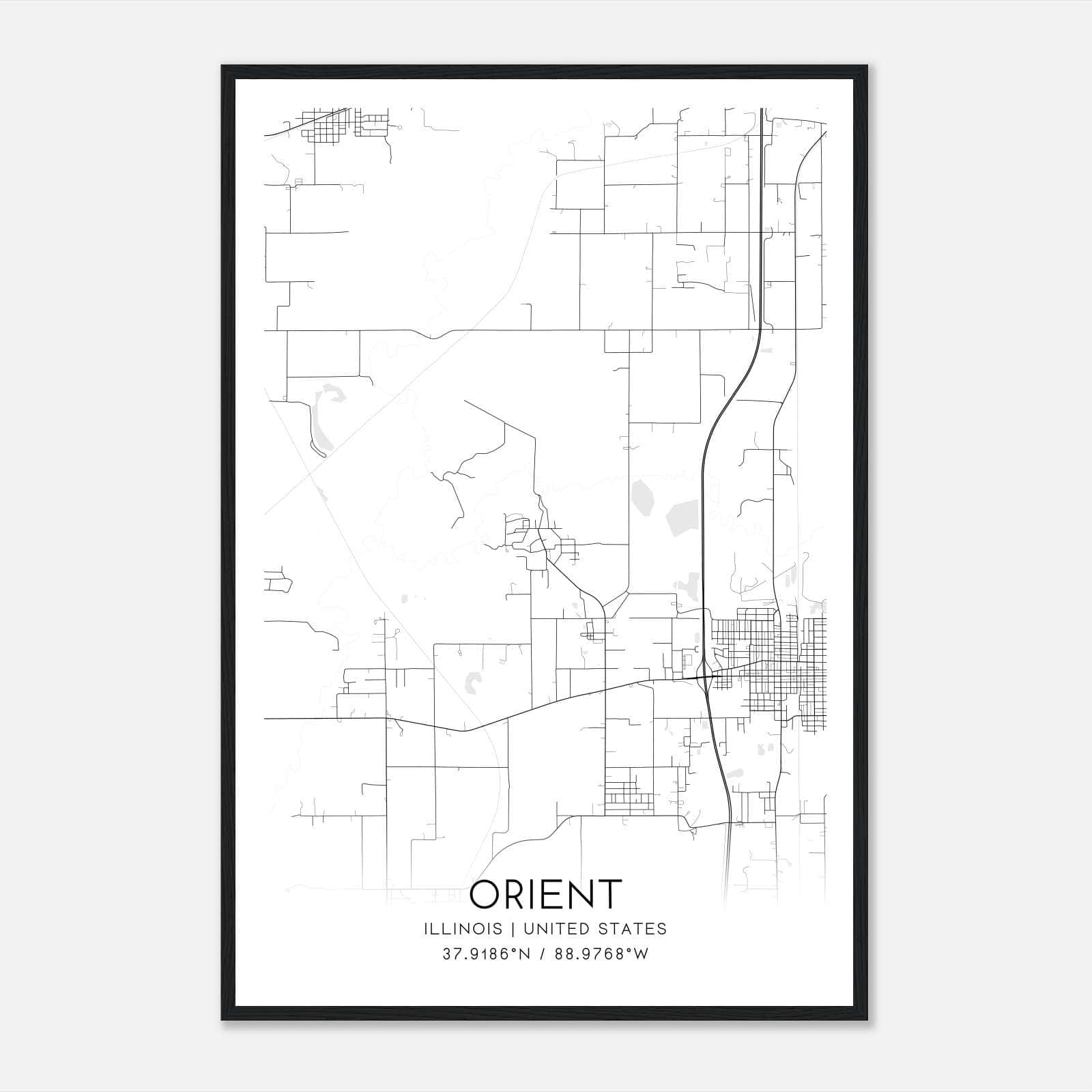 Orient Illinois Map Poster, Modern Home Decor Wall Art Print - Custom ...