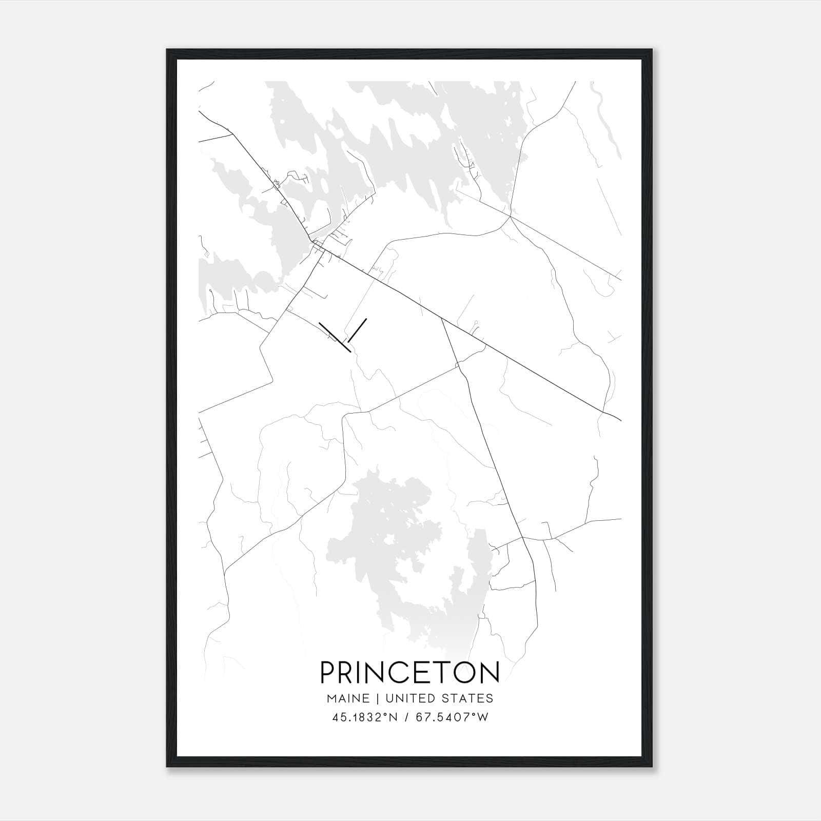 Princeton Maine Map Poster, Modern Home Decor Wall Art Print - Custom ...