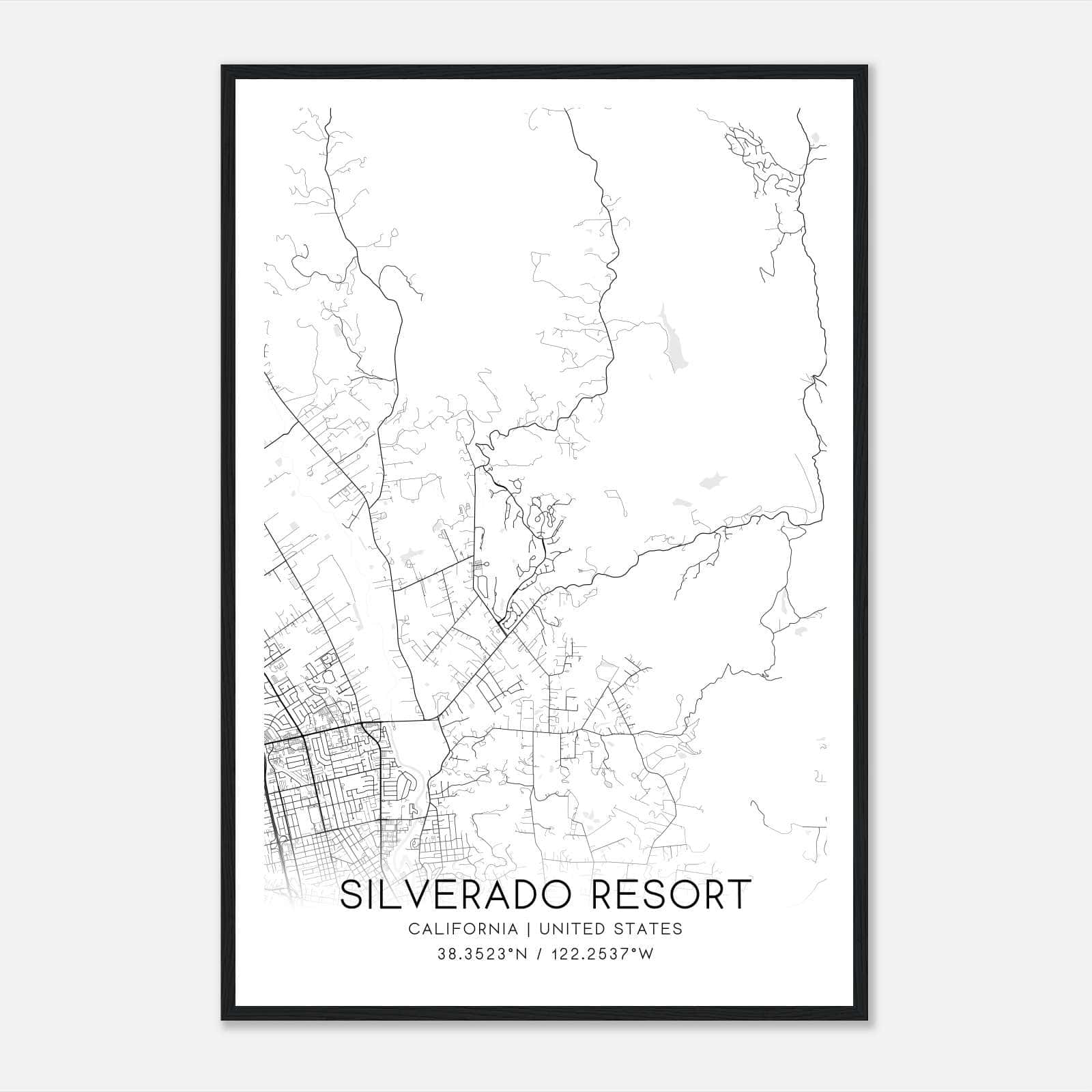 Silverado Resort California Map Poster, Modern Home Decor Wall Art ...