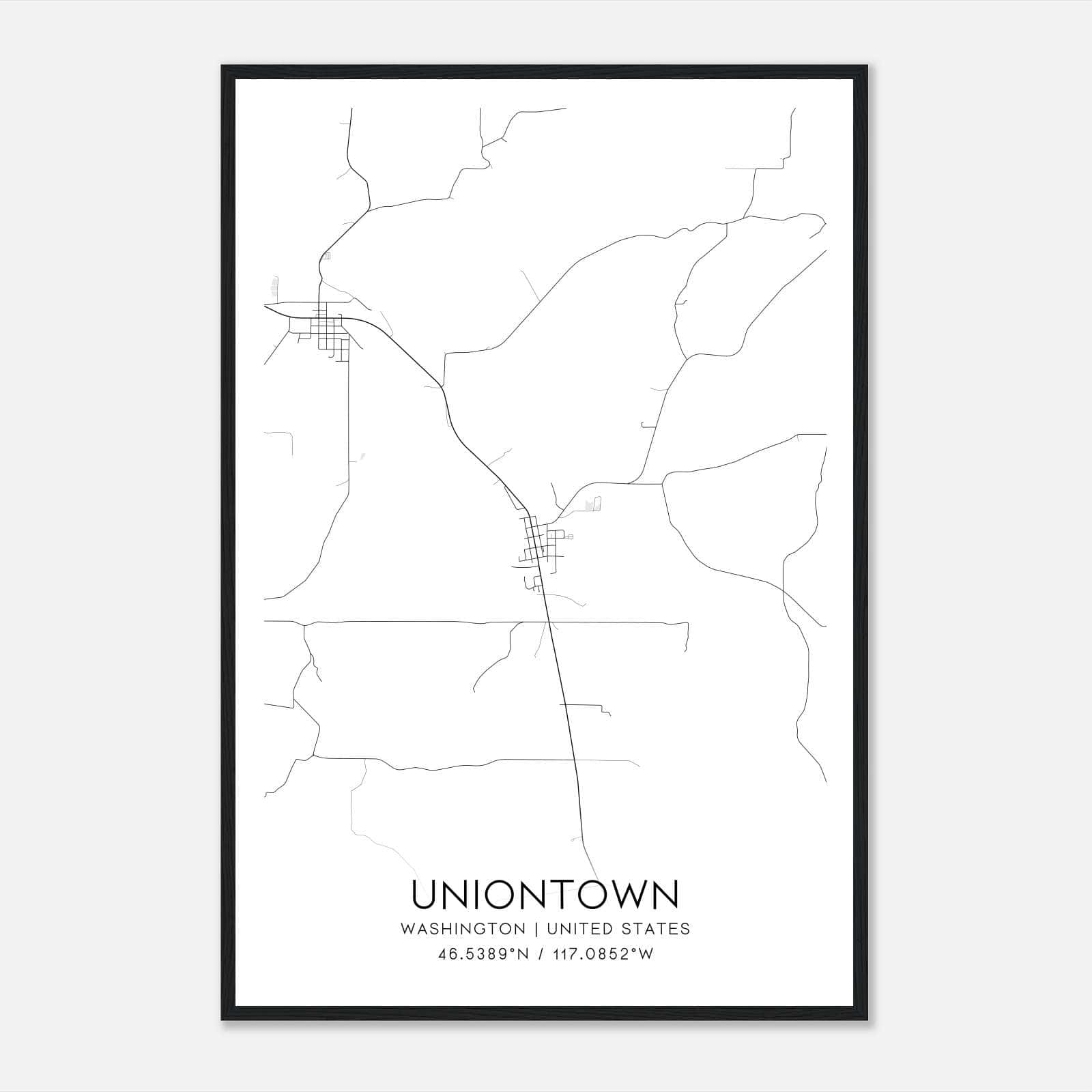 Uniontown Washington Map Poster, Modern Home Decor Wall Art Print ...
