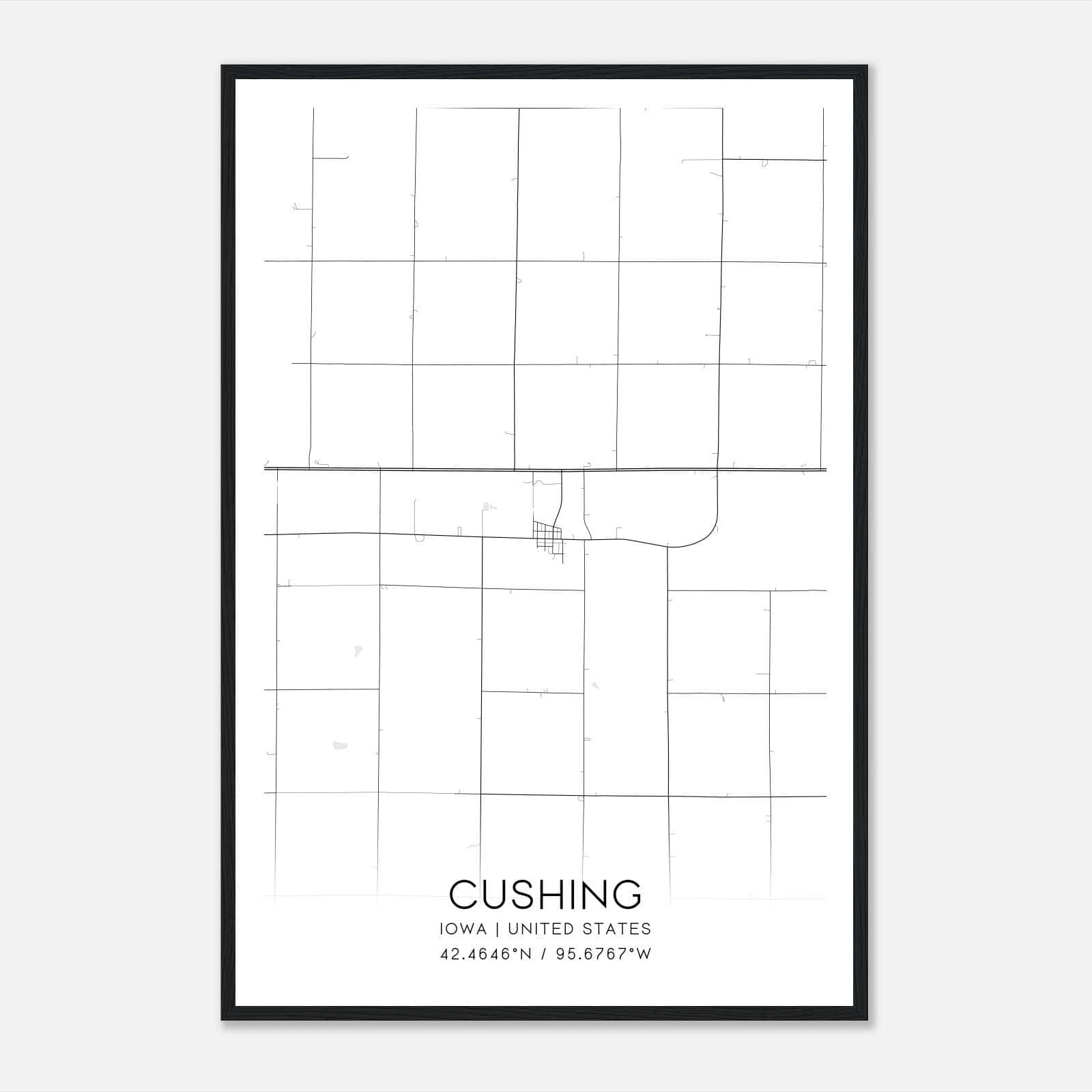 Cushing Iowa Map Poster, Modern Home Decor Wall Art Print - Custom Maps ...