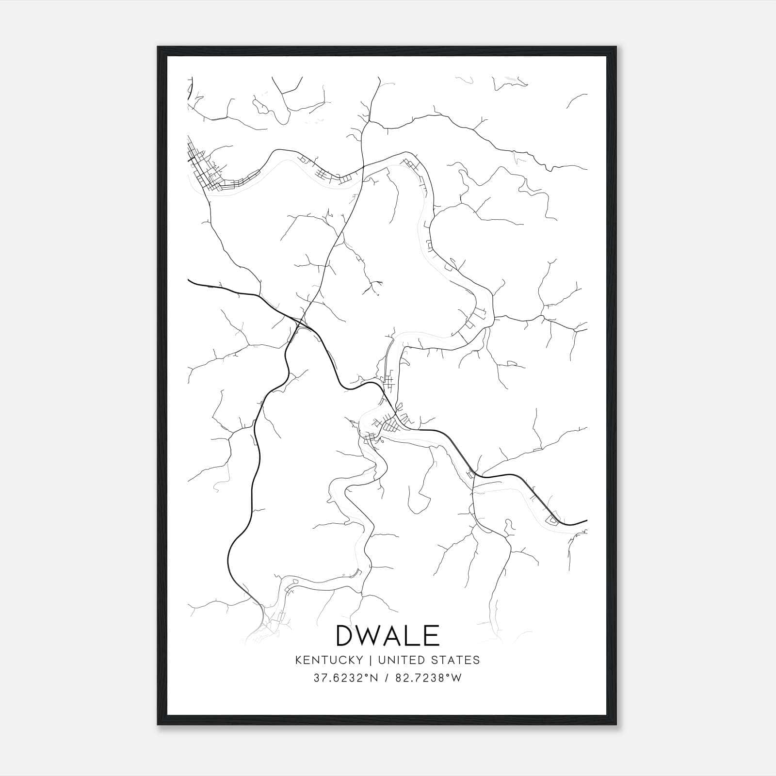 Dwale Kentucky Map Poster, Modern Home Decor Wall Art Print - Custom ...