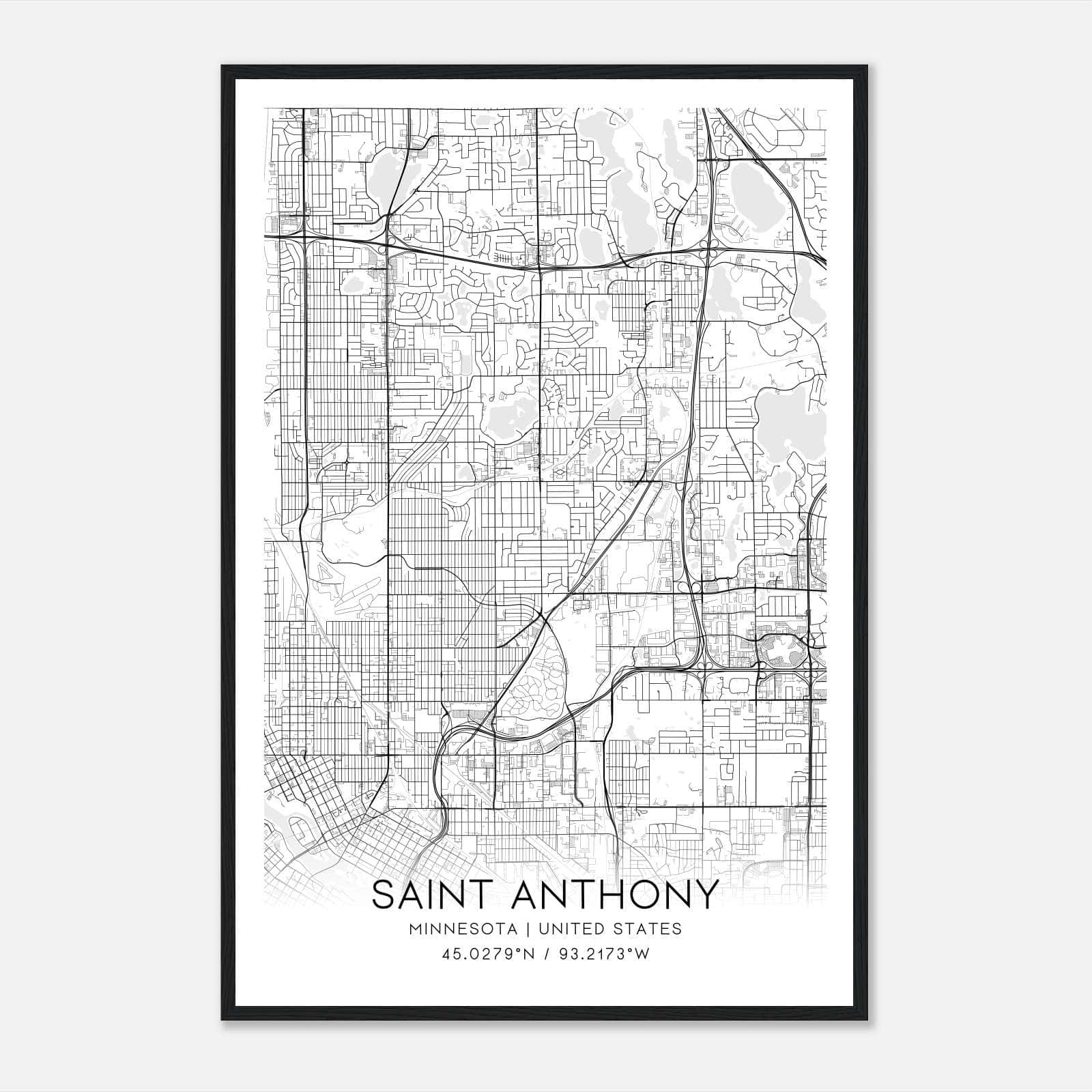 Saint Anthony Minnesota Map Poster, Modern Home Decor Wall Art Print ...