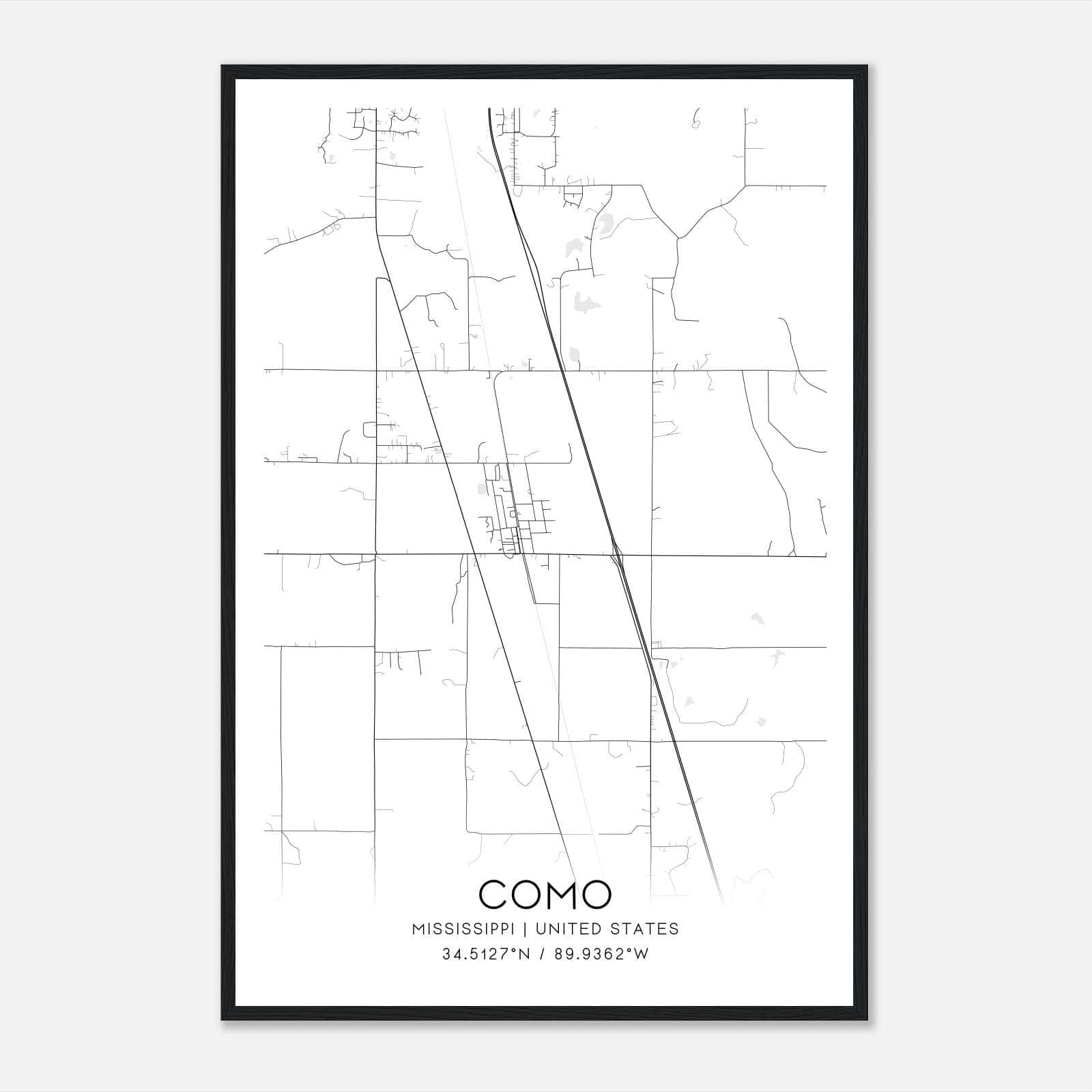Como Mississippi Map Poster, Modern Home Decor Wall Art Print - Custom ...