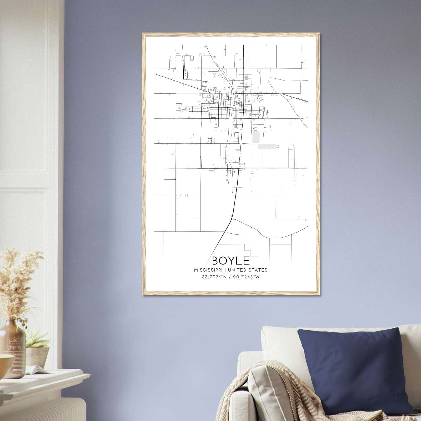 Boyle Mississippi Map Poster, Modern Home Decor Wall Art Print - Custom ...