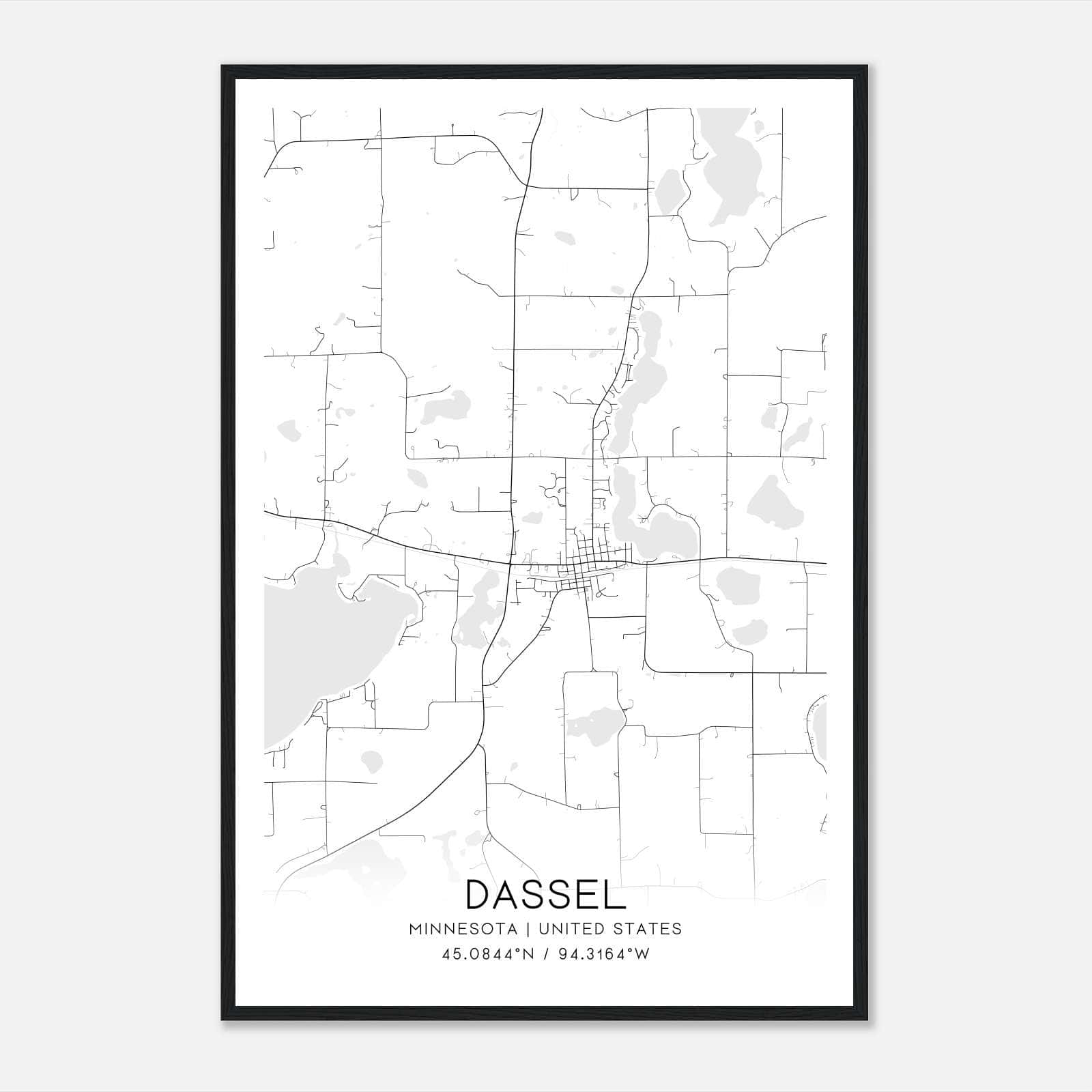 Dassel Minnesota Map Poster, Modern Home Decor Wall Art Print - Custom ...