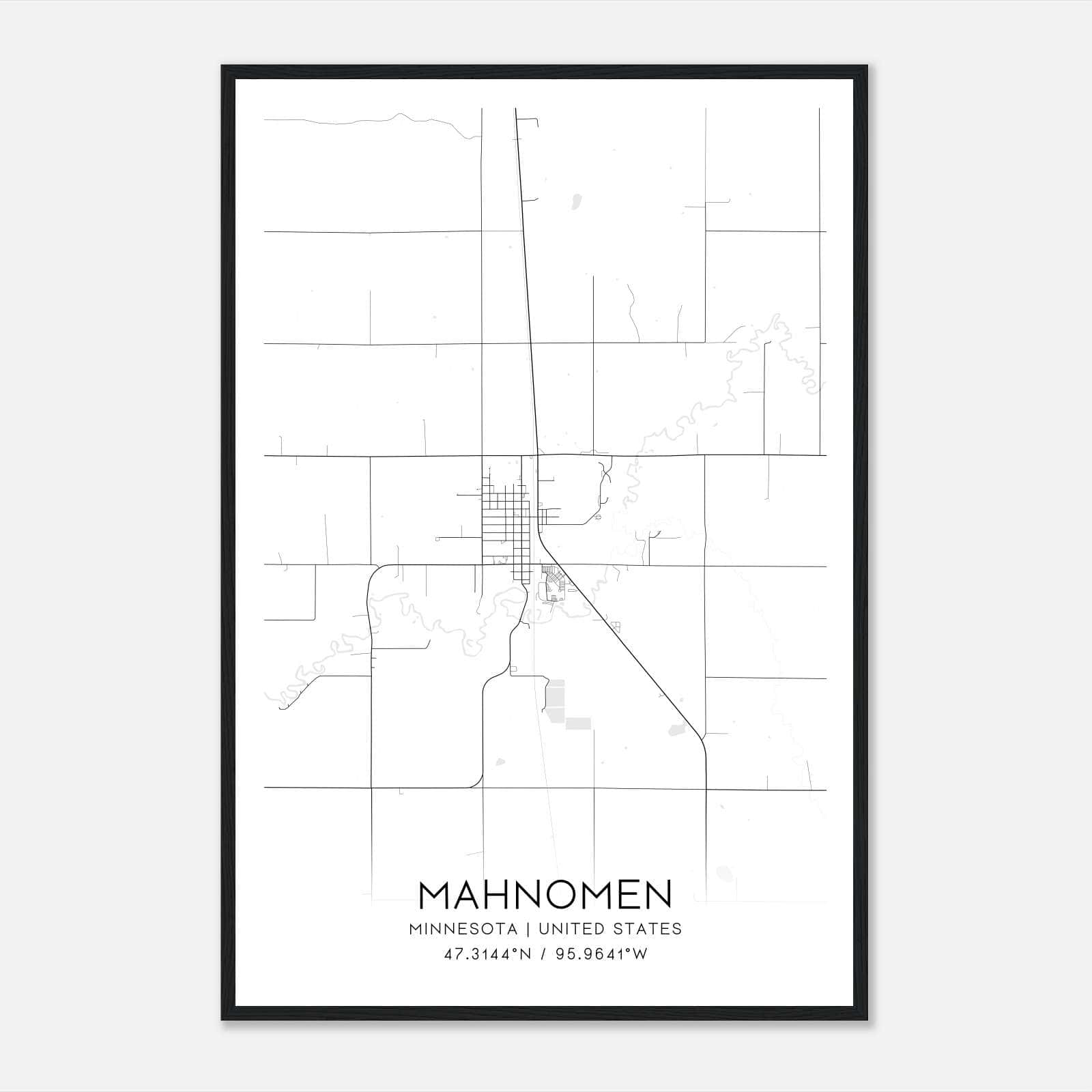 Mahnomen Minnesota Map Poster, Modern Home Decor Wall Art Print ...
