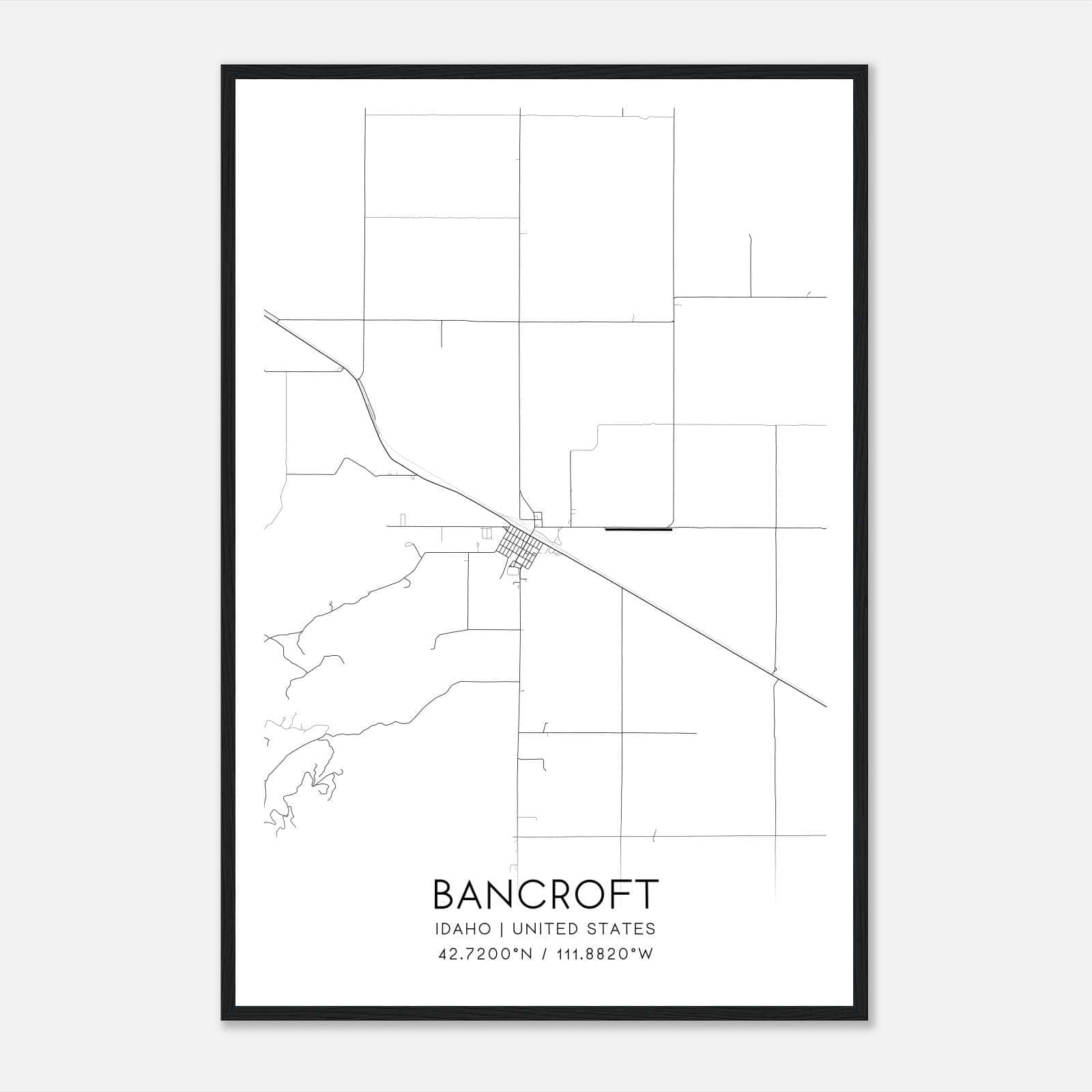 Bancroft Idaho Map Poster, Modern Home Decor Wall Art Print - Custom ...
