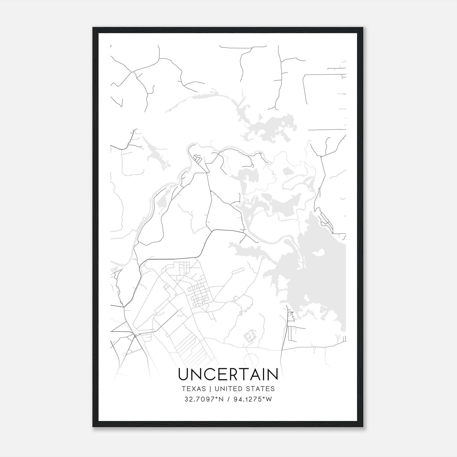 Uncertain Texas Map Poster, Modern Home Decor Wall Art Print - Custom ...