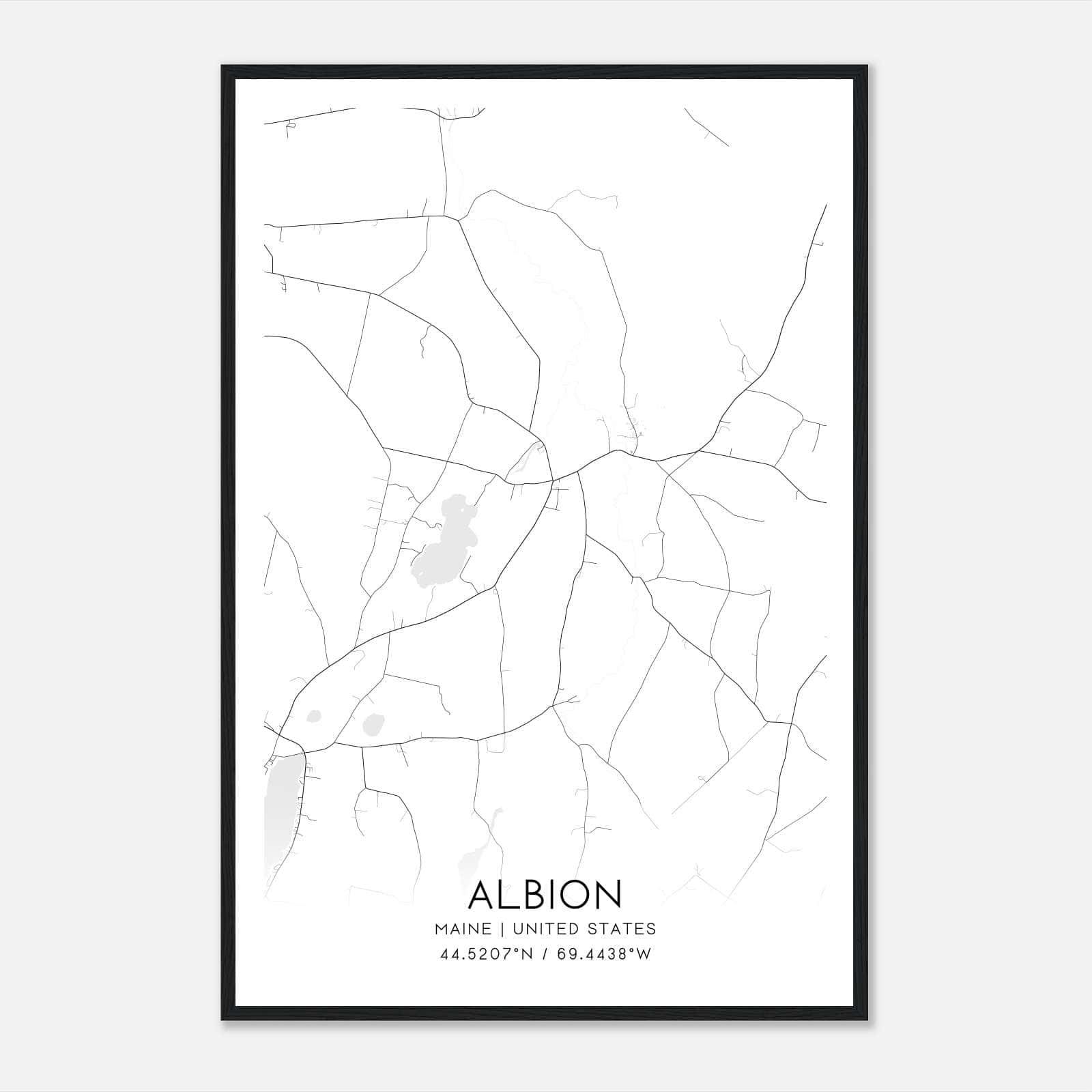 Albion Maine Map Poster, Modern Home Decor Wall Art Print - Custom Maps ...