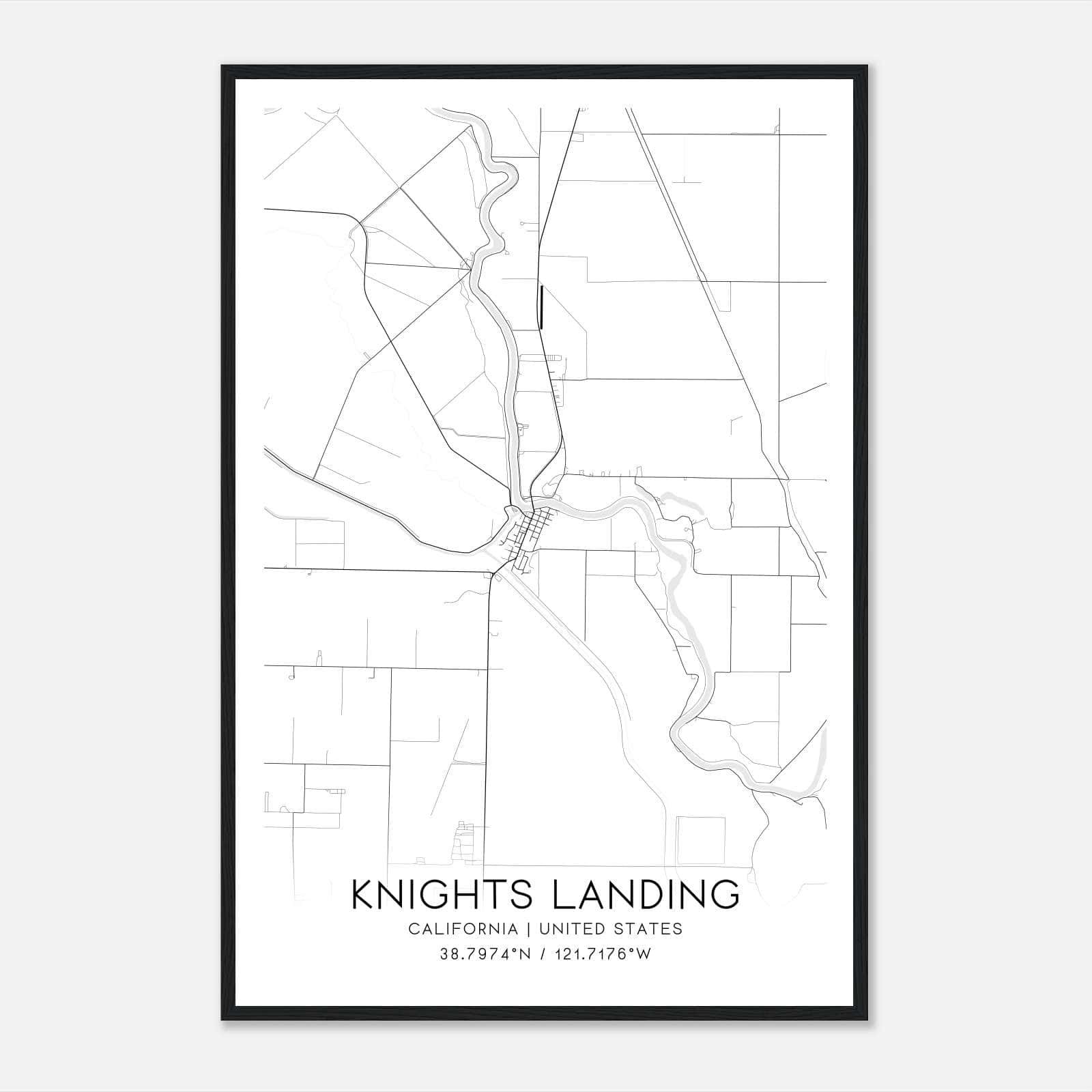 Knights Landing California Map Poster, Modern Home Decor Wall Art Print ...